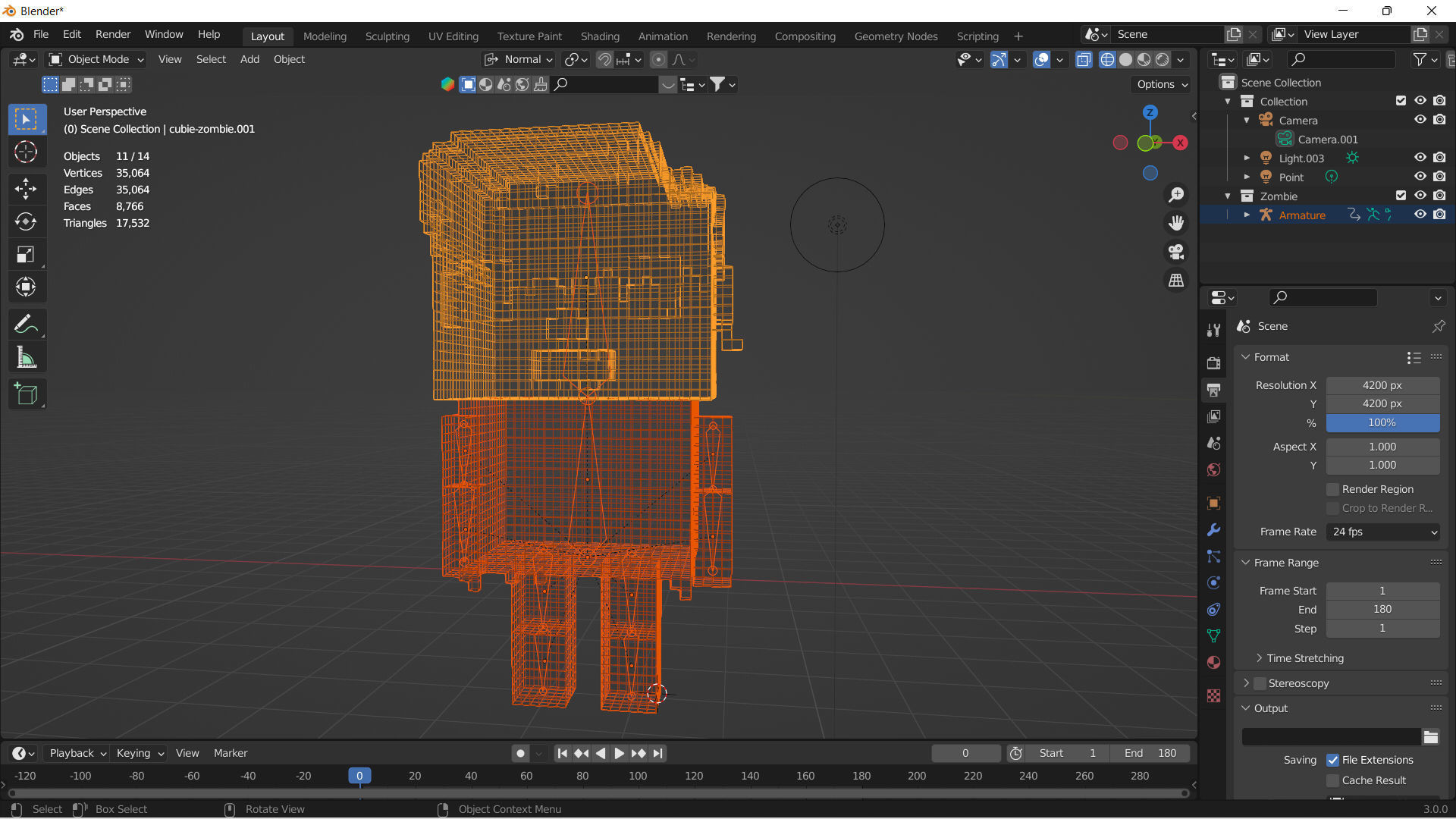Rigged Voxel Cube Zombie 3D model animated rigged | CGTrader