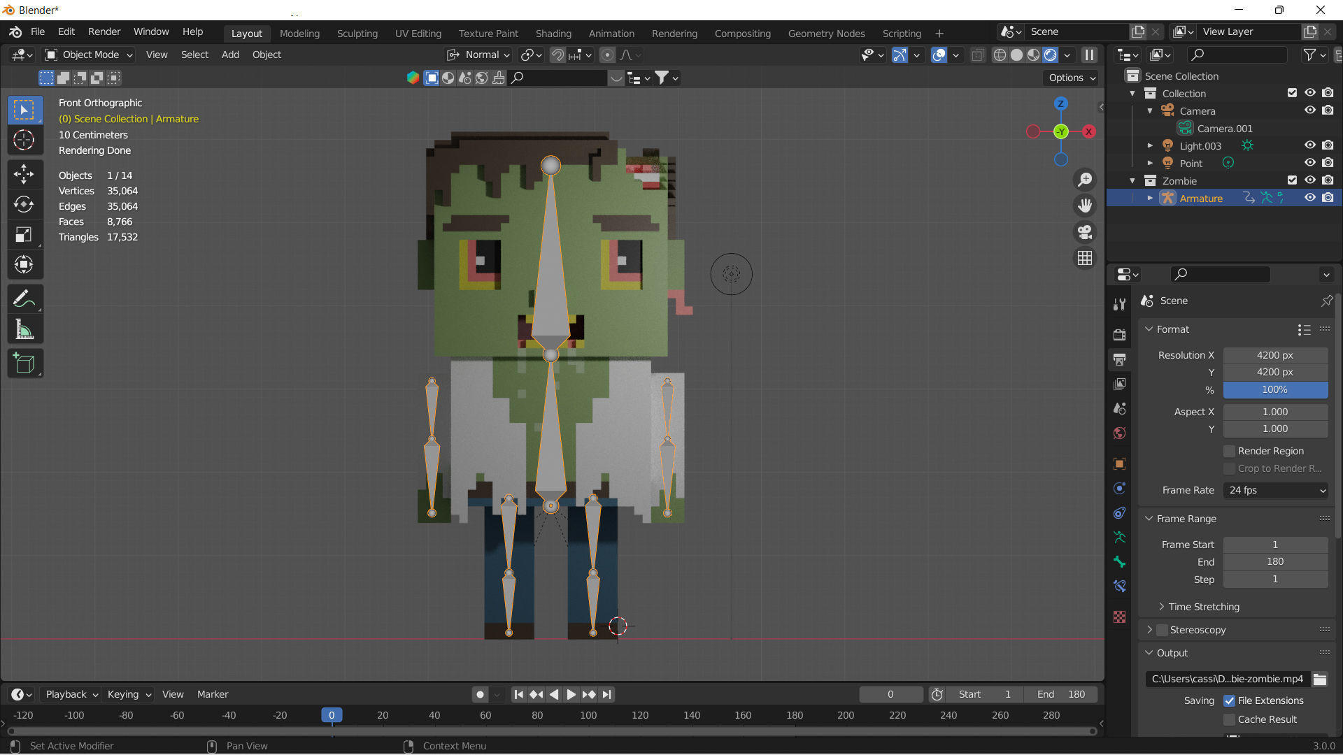 Rigged Voxel Cube Zombie 3D model animated rigged | CGTrader