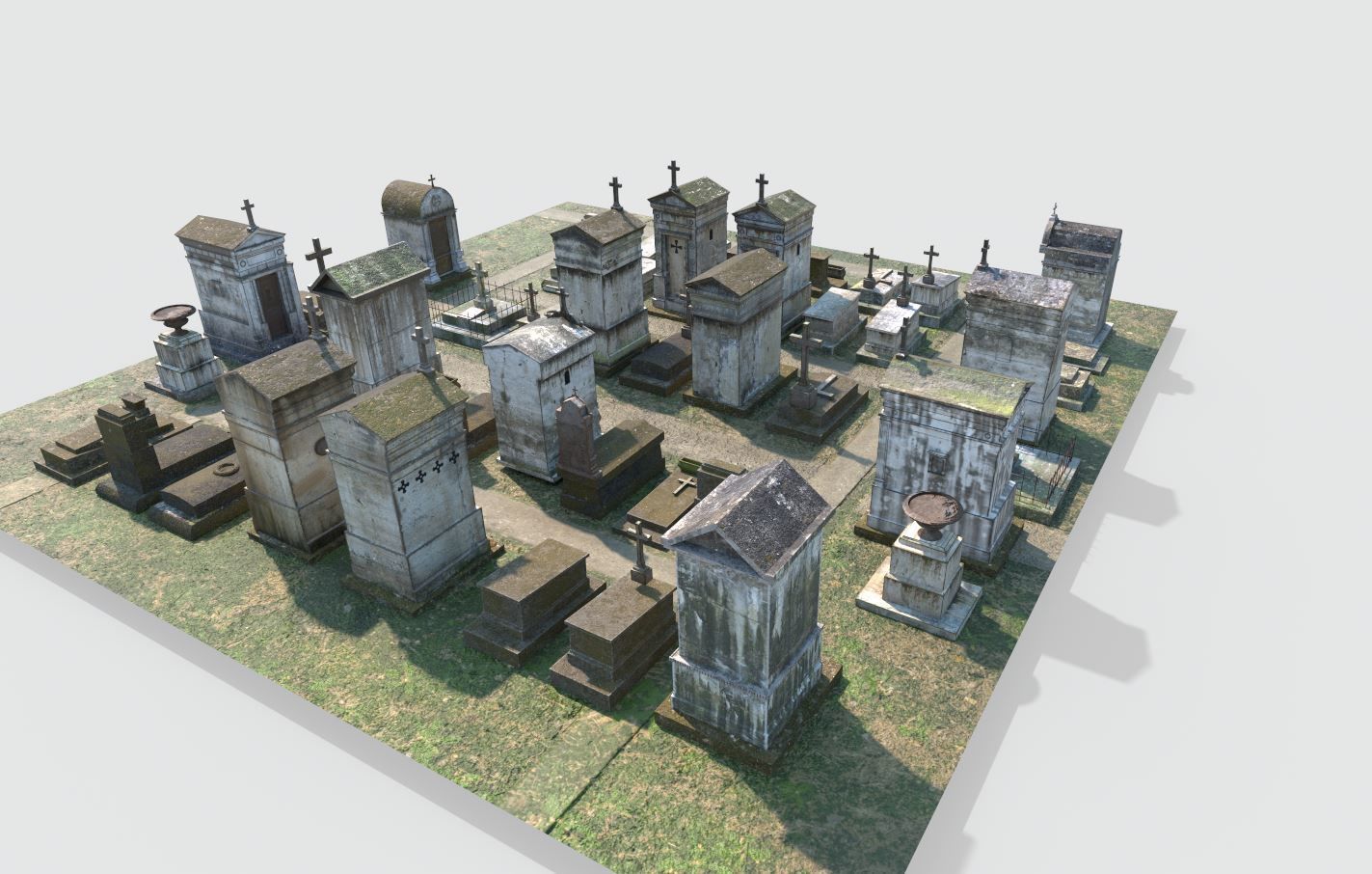 Cemetery with tombs and gravestones 3D model | CGTrader