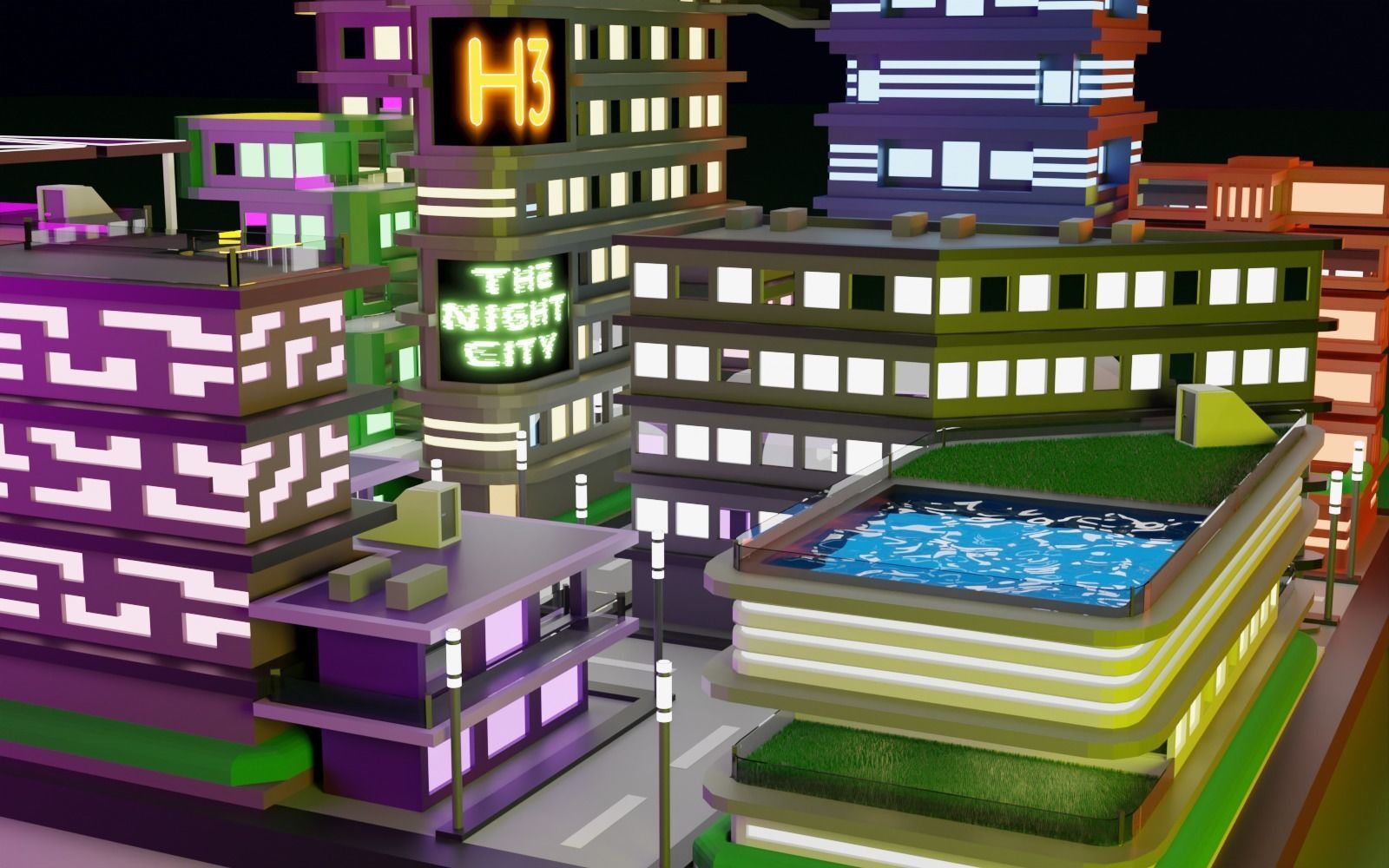 3D model The Night City - Blender VR / AR / low-poly | CGTrader