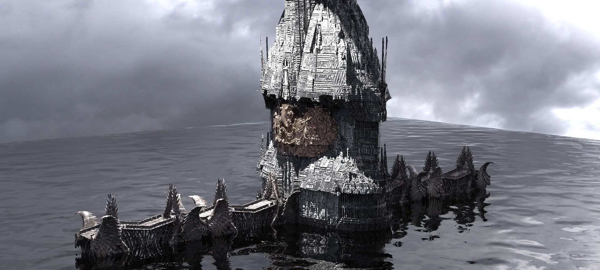 Ocean Cyberpunk Atlantis Tower Tall 3D model | CGTrader