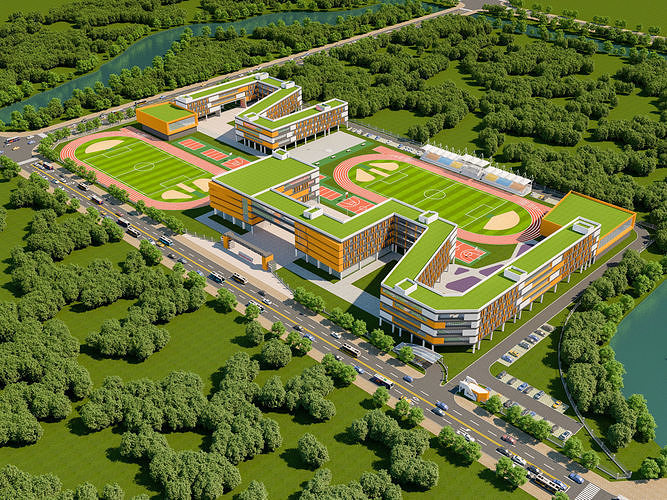 3D Campus School Buildings Set 003 3D model | CGTrader