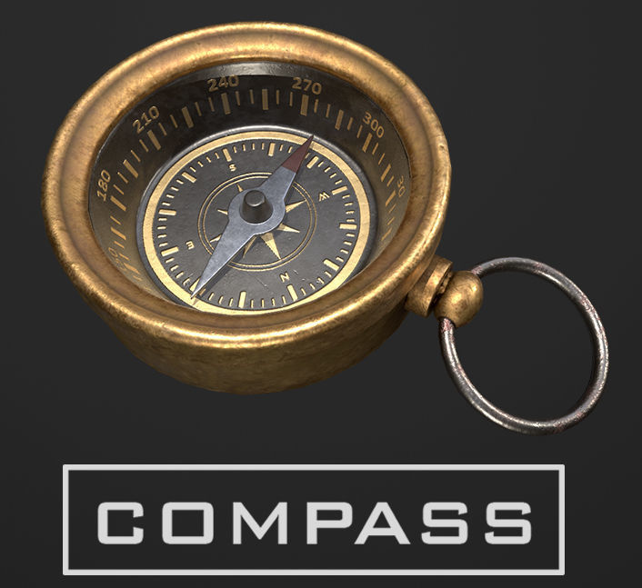 3D model compass gold VR / AR / low-poly | CGTrader