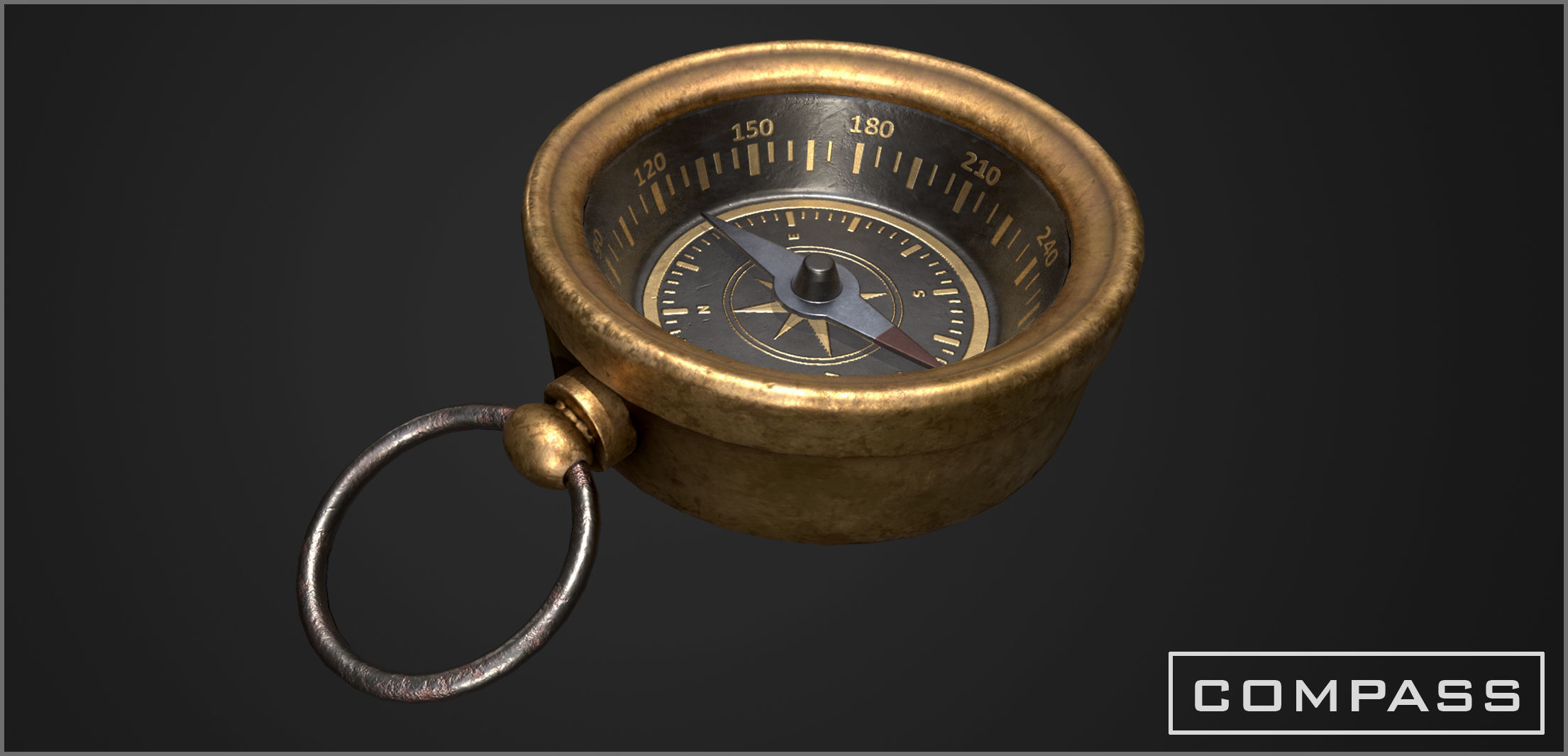 3D model compass gold VR / AR / low-poly | CGTrader