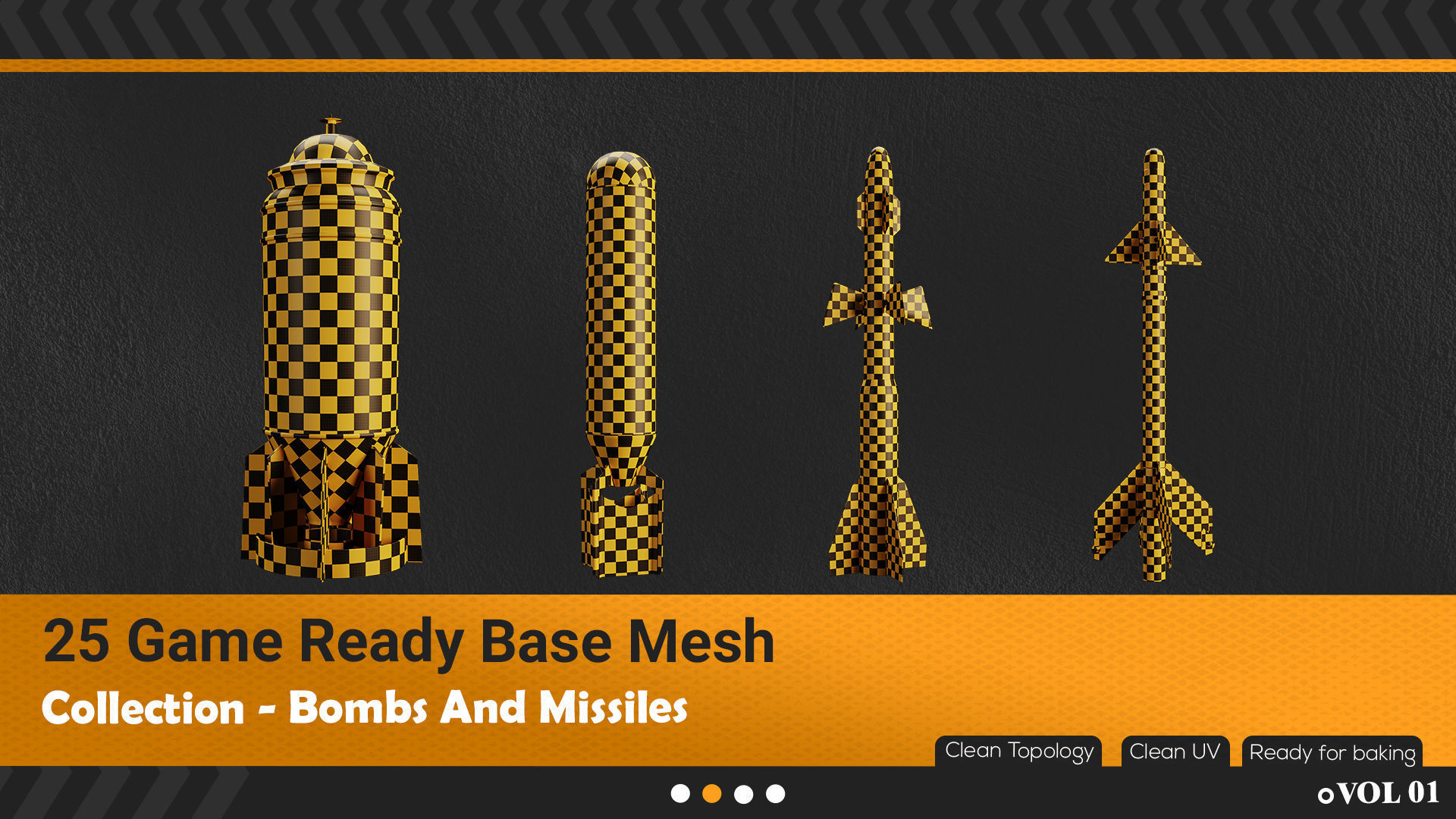 3D model 25 Bombs And Missiles Base Mesh-Game Ready VR / AR / low-poly ...