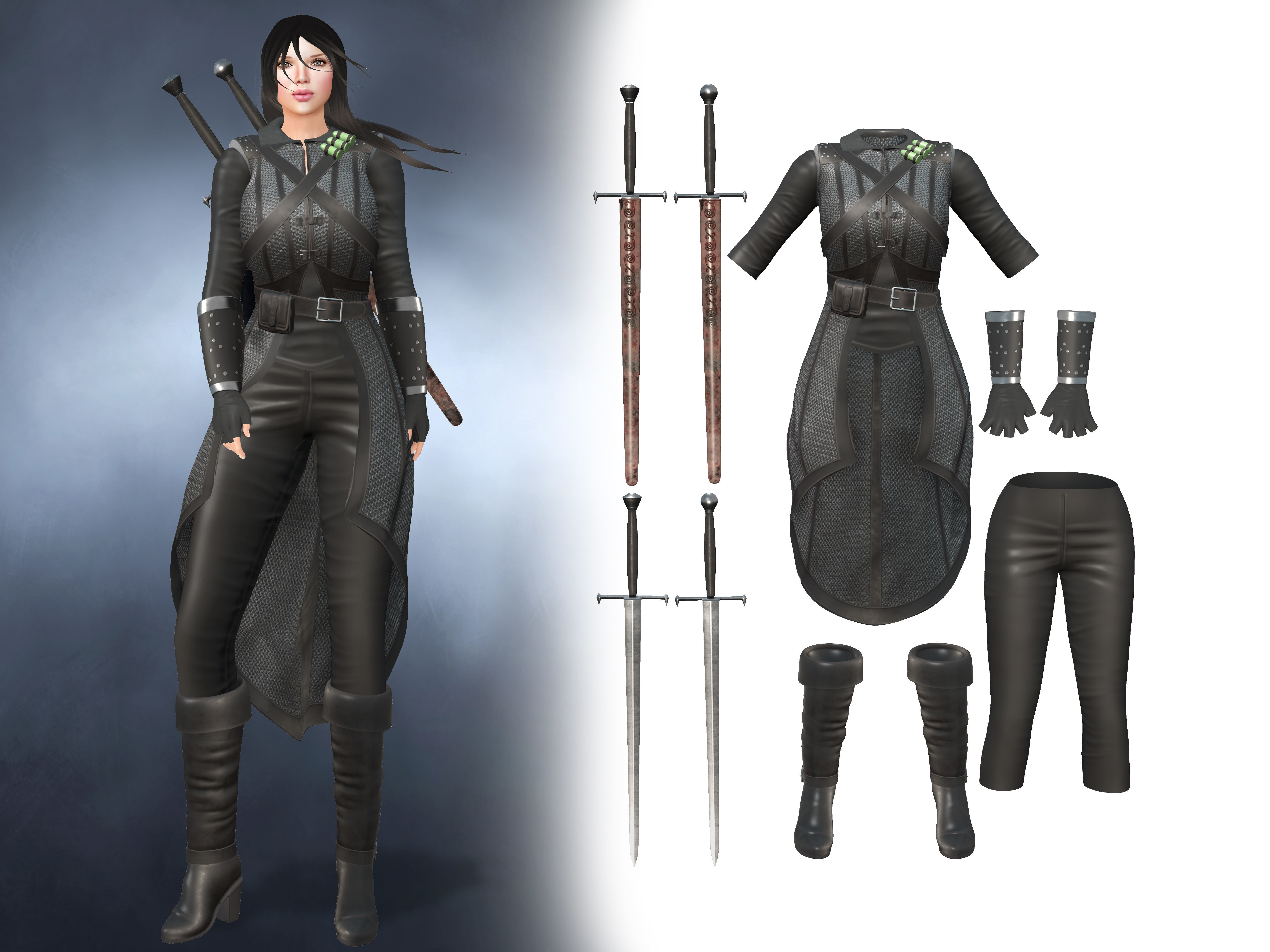 3D model Warrior Fighter Black Outfit VR / AR / low-poly | CGTrader