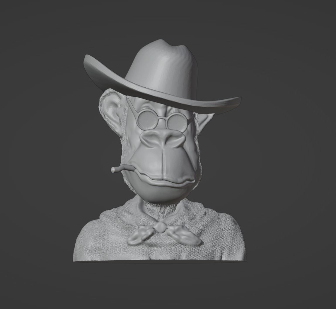 Cowboy Hat Ape nft Monkey 3D model 3D printable | CGTrader