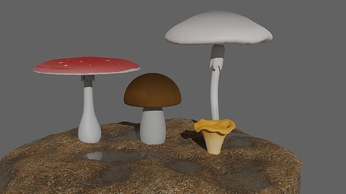 low poly mushroom pack 3D model | CGTrader
