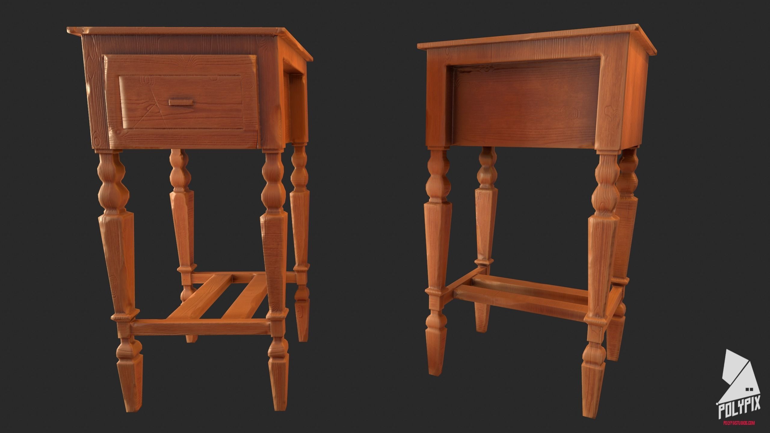 3D model Sidetable two wooden side tables VR / AR / low-poly | CGTrader