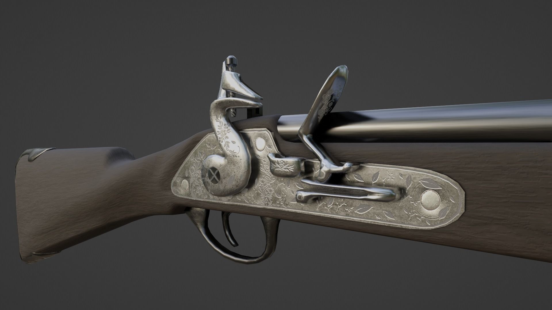 3D model 1720 Flintlock Long Rifle VR / AR / low-poly | CGTrader