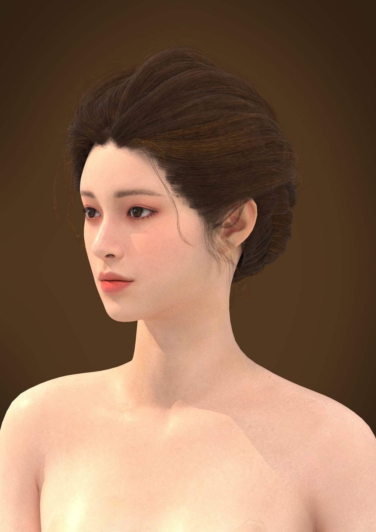 Bun hair 016-FV2 for Yuna-FV2 3D model from 3DClo Software 3D model | CGTrader
