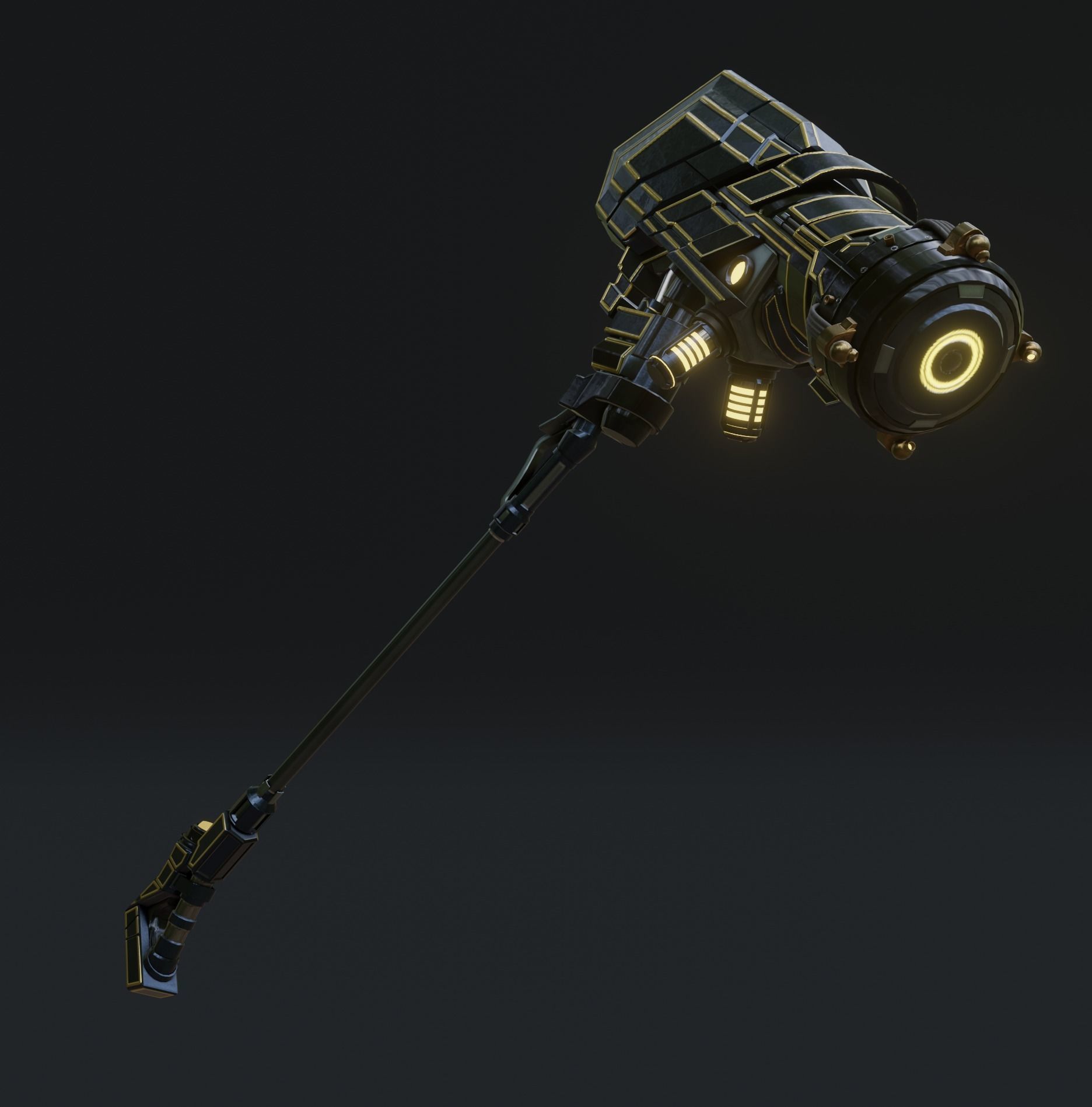 3D model Sci Fi Hammer weapon PBR mid-poly Gameready VR / AR / low-poly ...