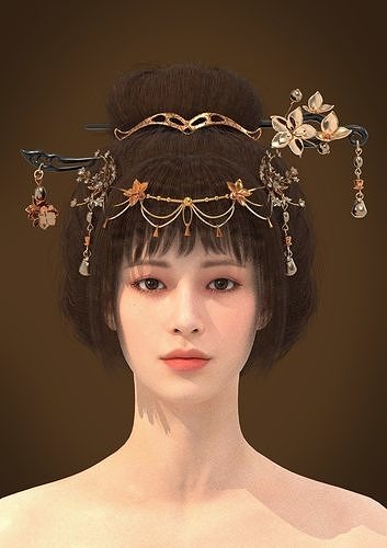 Long hair 031-FV2 for Yuna-FV2 3D model from 3DClo Software 3D model ...