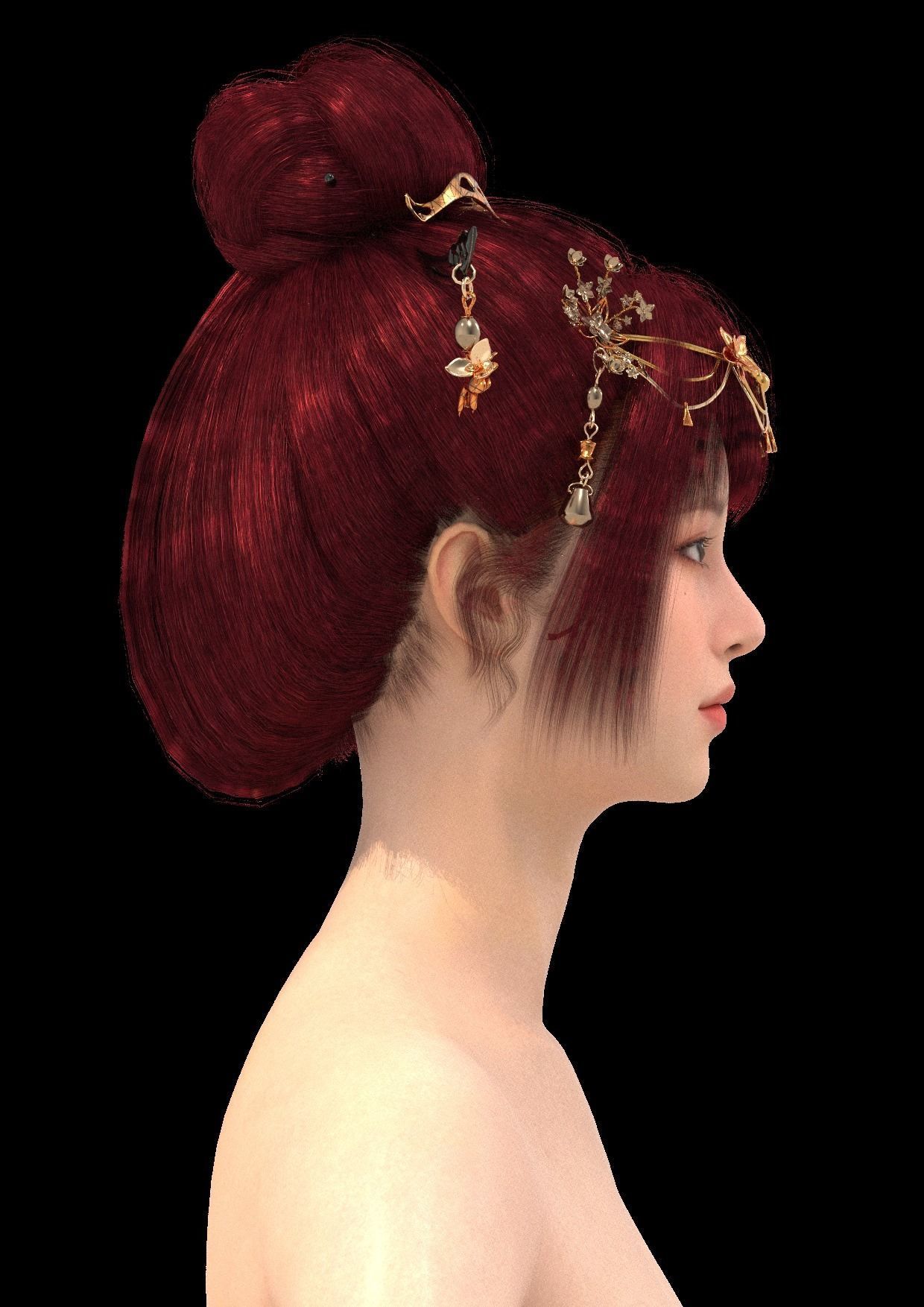 Long hair 031-FV2 for Yuna-FV2 3D model from 3DClo Software 3D model | CGTrader