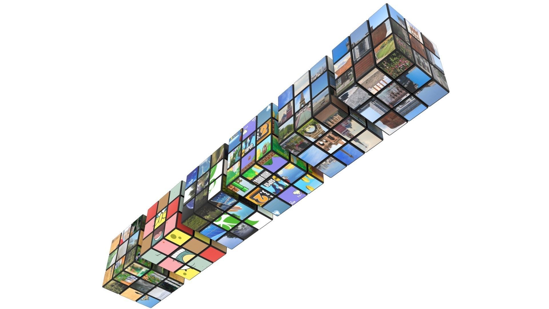 Rubiks Cubes Set With Pictures Mixed 3D model | CGTrader