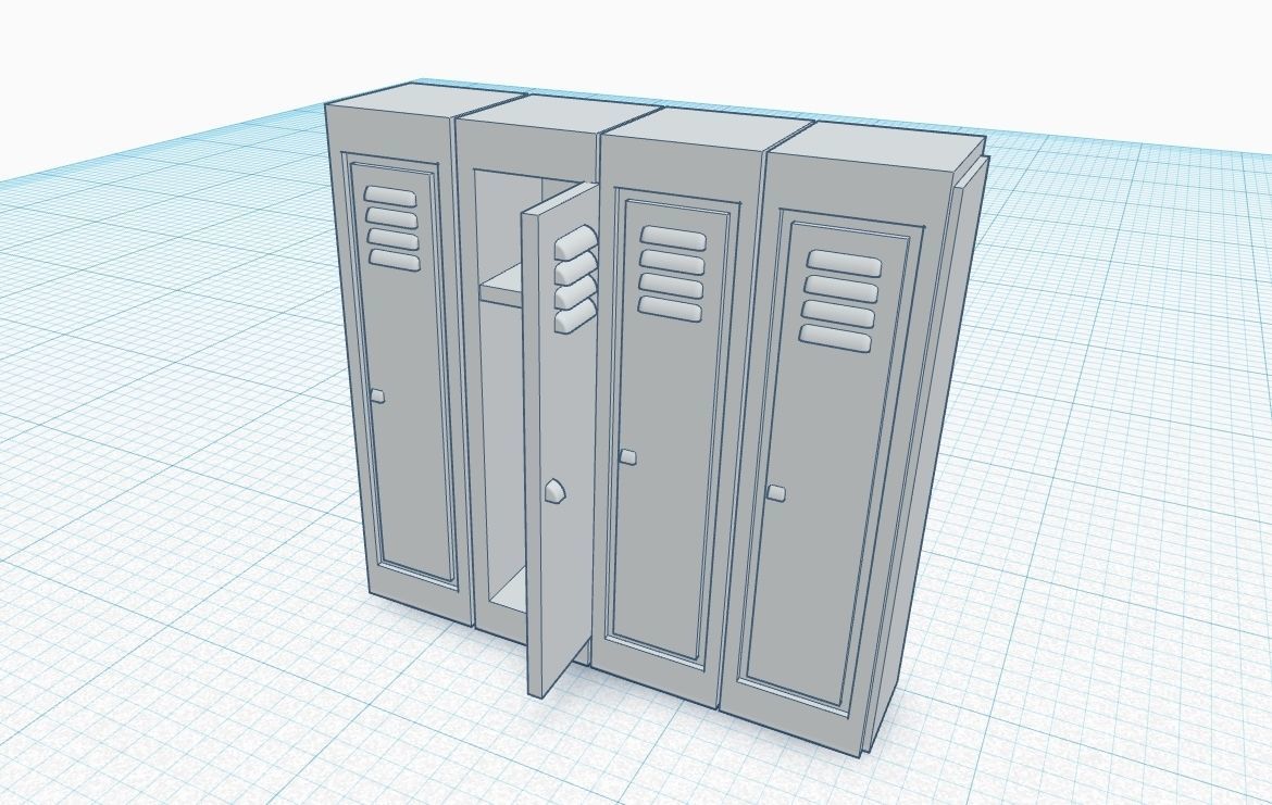 4 lockers 1 open Scale H0 1-87 3D model 3D printable | CGTrader