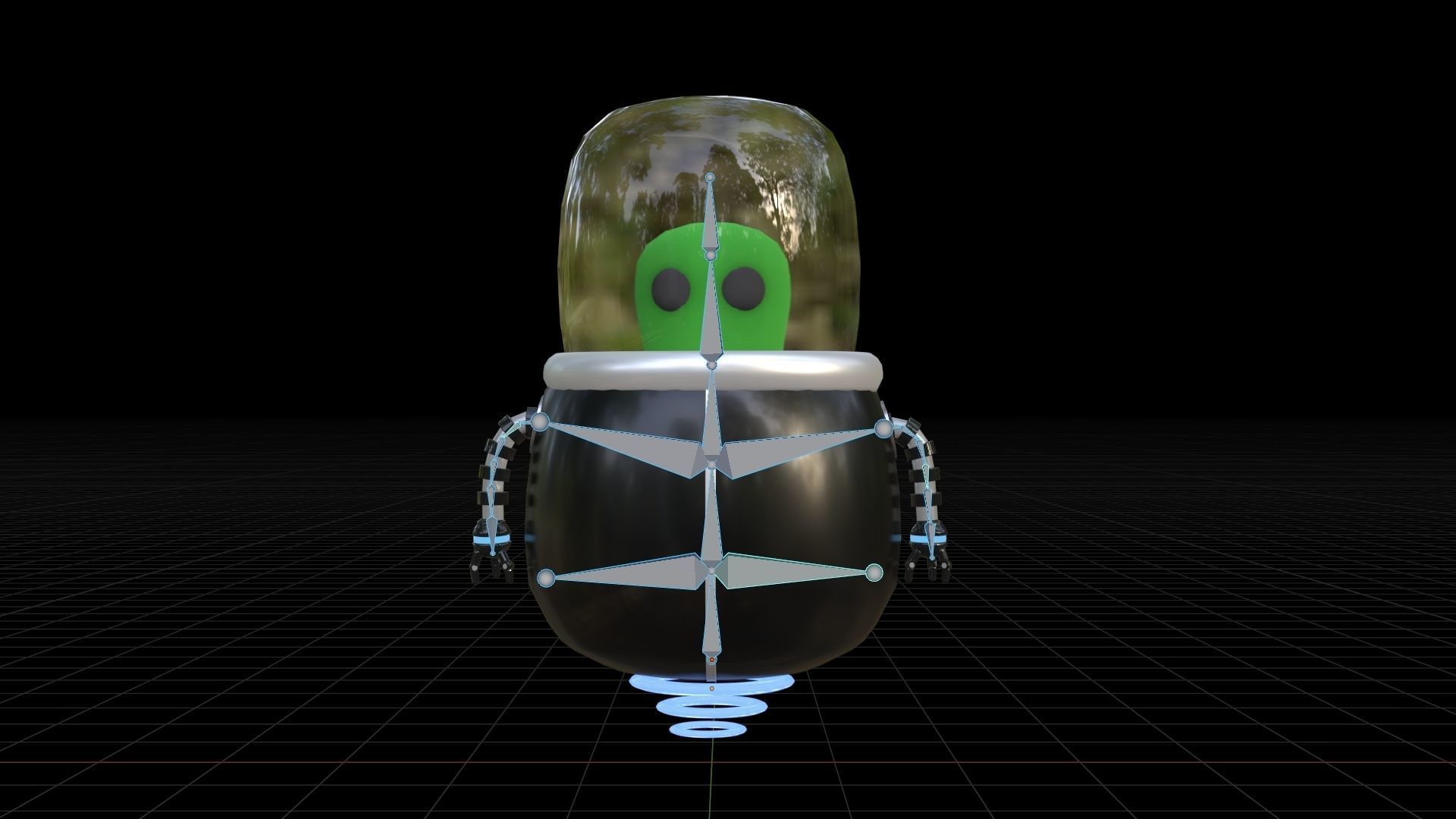 Simple rigged Green Alien in metal suit 3D model rigged | CGTrader