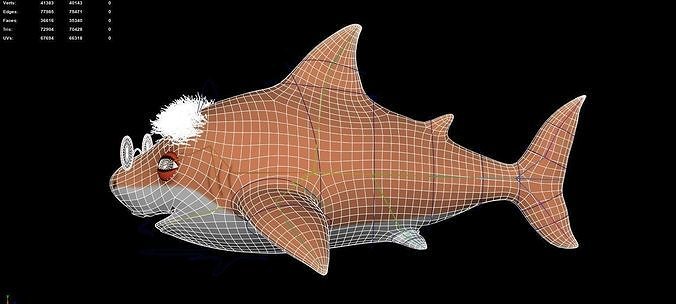 3D model grandma shark fish cartoon VR / AR / low-poly | CGTrader