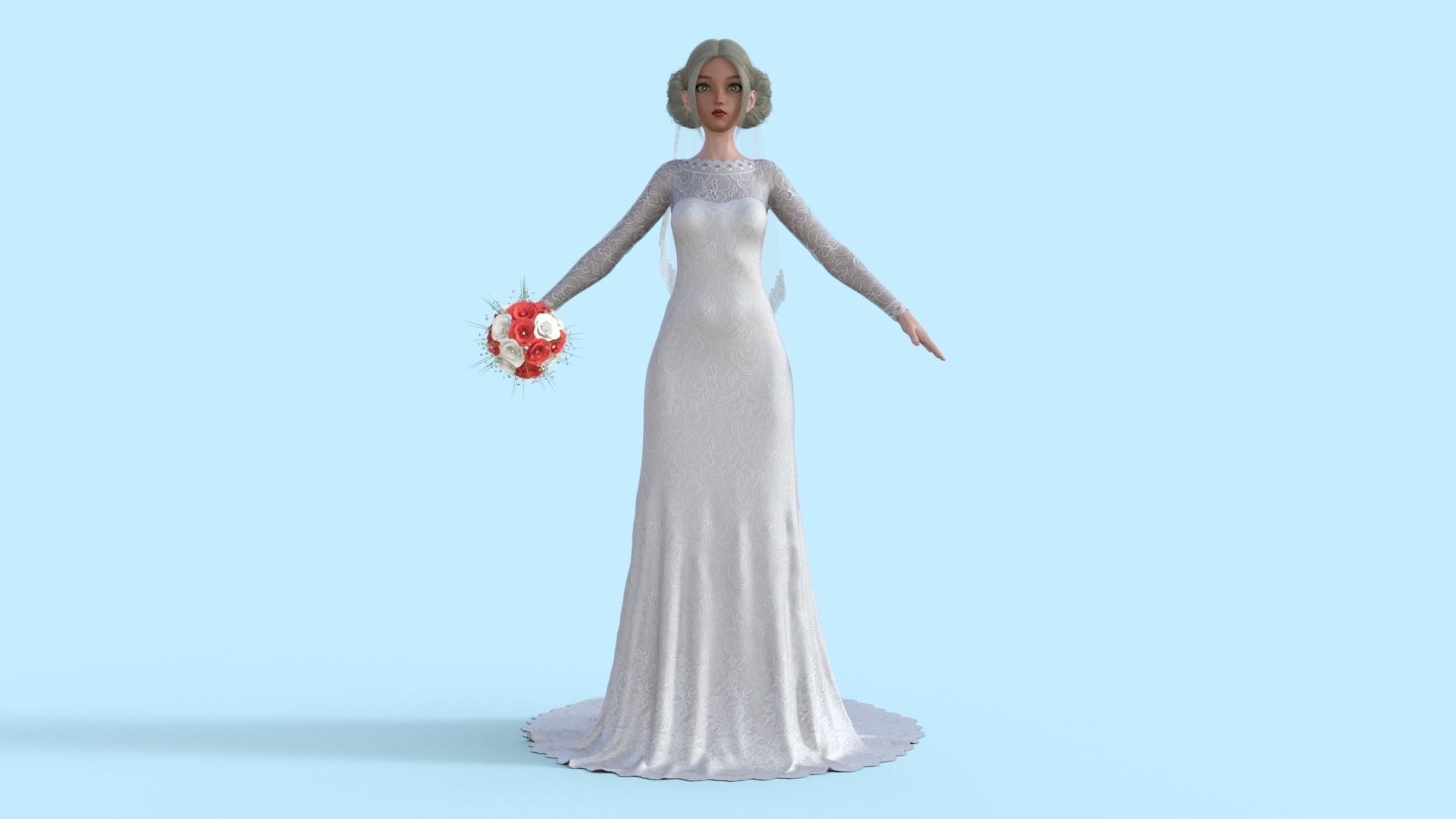 Cartoon Bride 3D model rigged | CGTrader