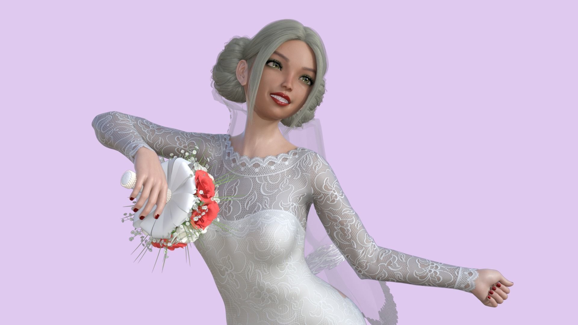 Cartoon Bride 3D model rigged | CGTrader
