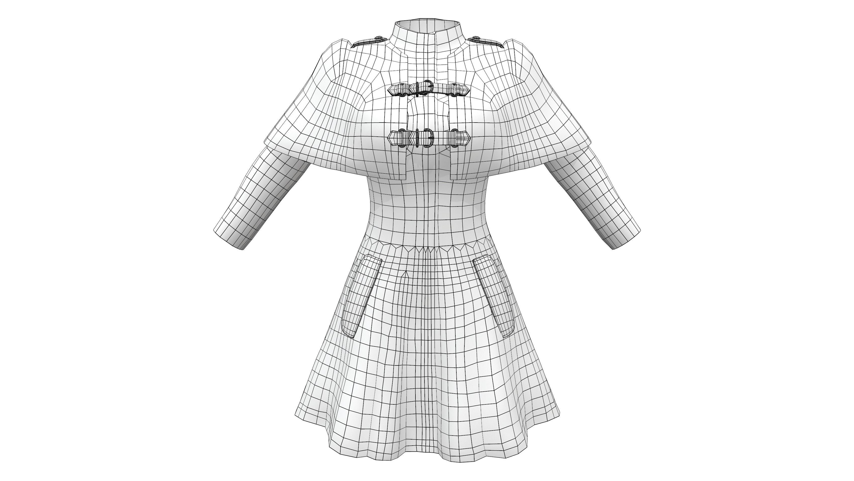 3D model Royal Court Style Band Collar Coat VR / AR / low-poly | CGTrader