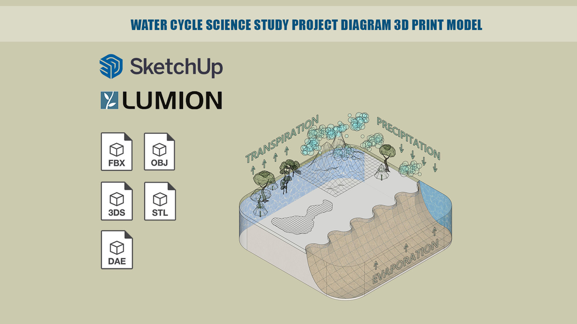 Water Cycle Science study Project diagram in mm 3D model | CGTrader