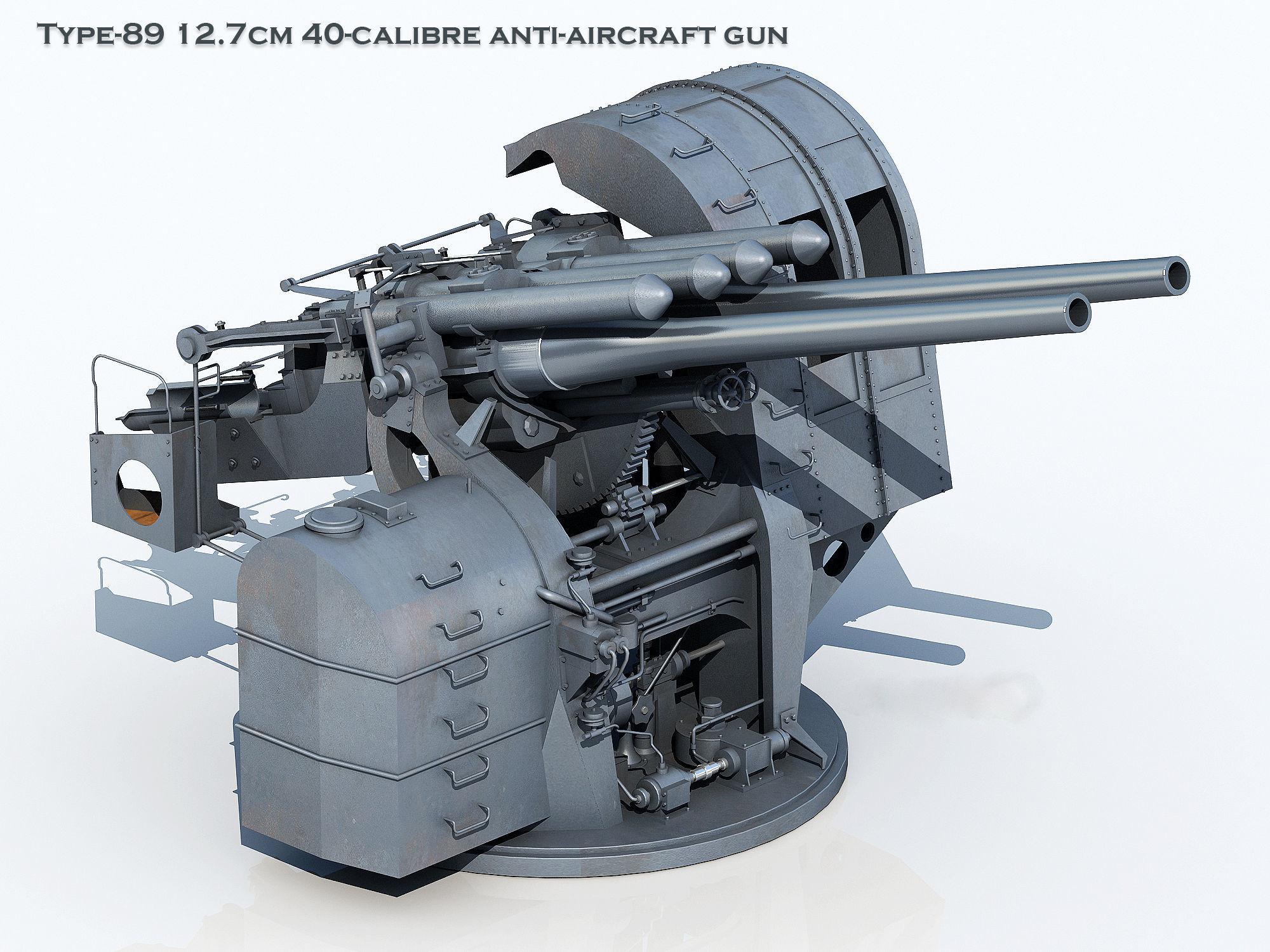 Japan Type-89 127mm AA Gun 3D model | CGTrader