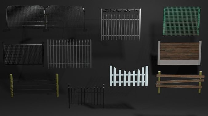 3D model Fence Asset Pack VR / AR / low-poly | CGTrader