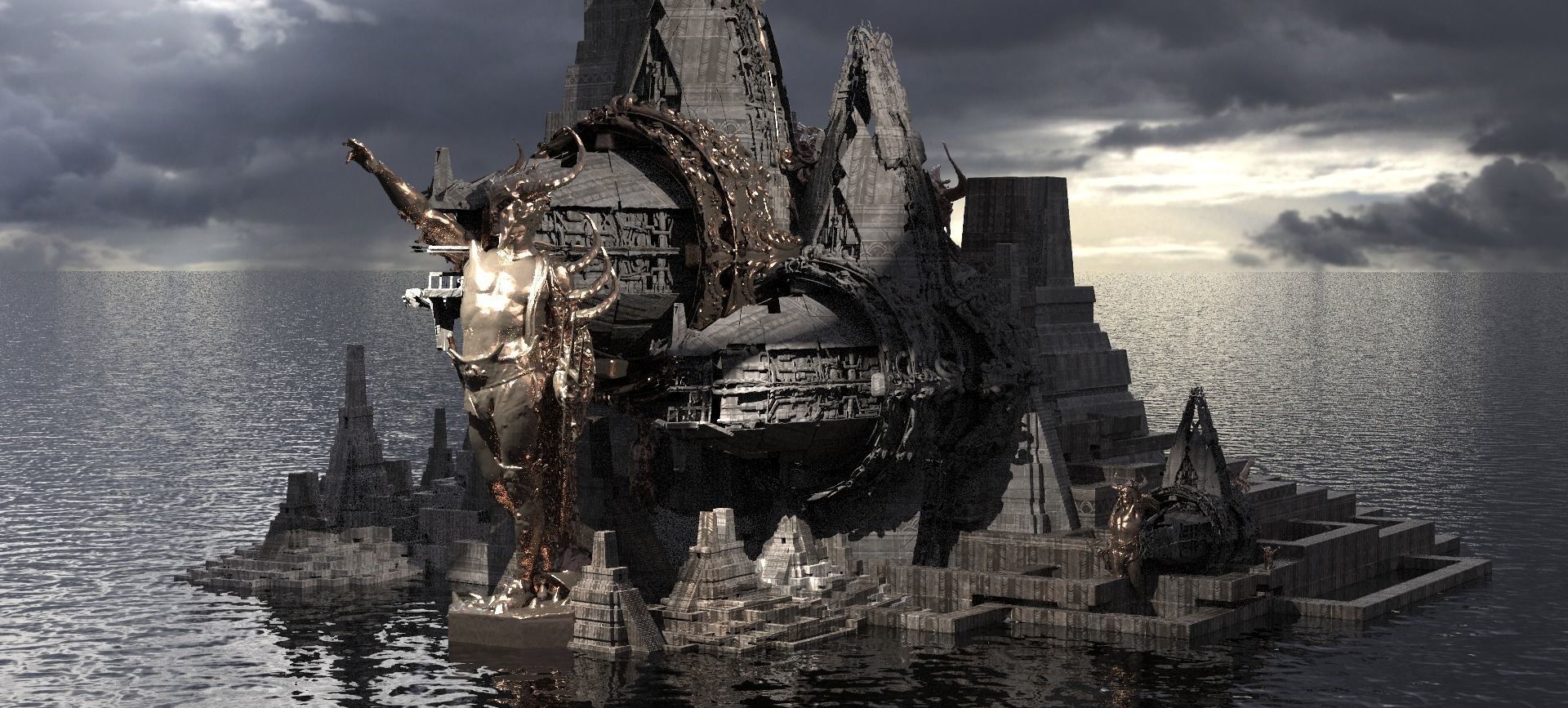 Aztec Dark Leviathan Temples Kit bash 3D model | CGTrader