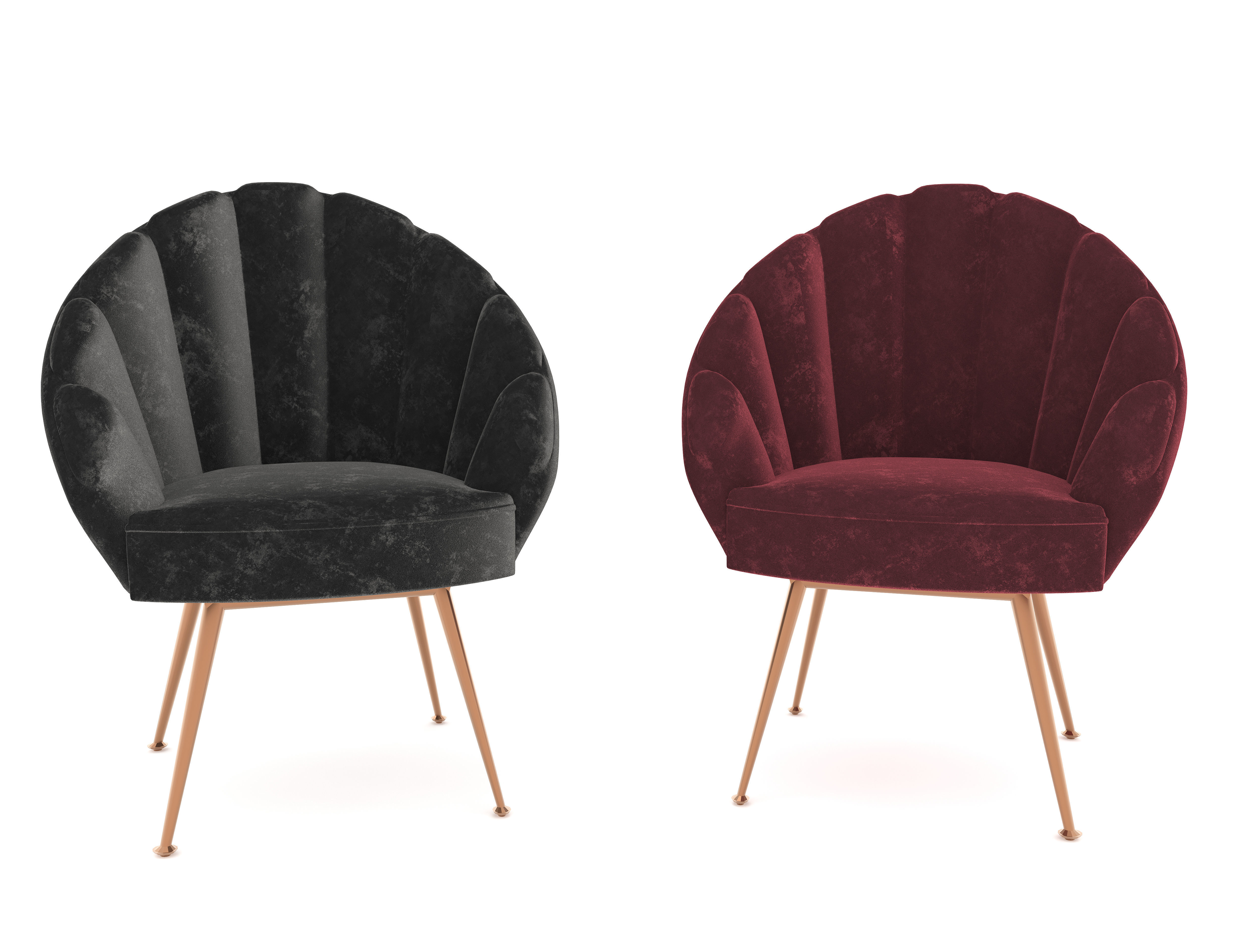 velvet shell chair 3D model | CGTrader