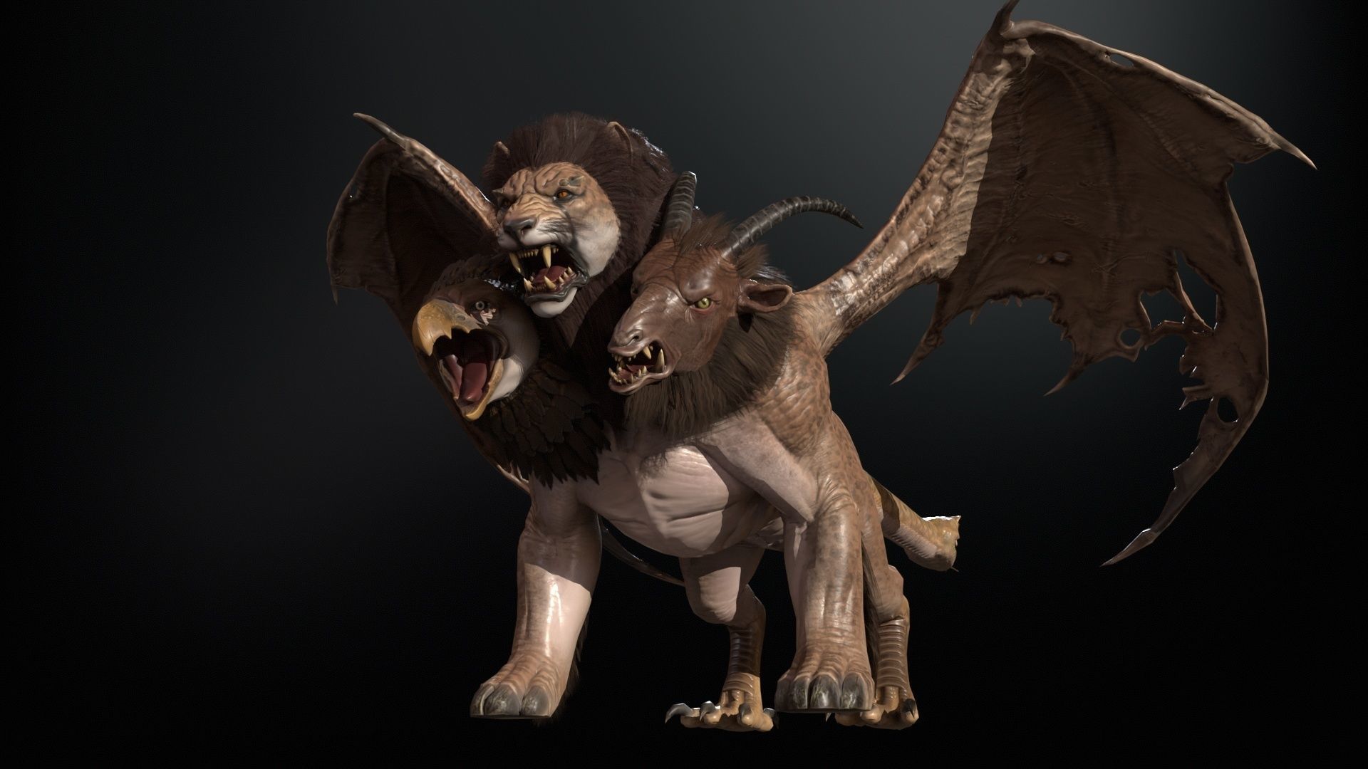 3D model Chimera dragon VR / AR / low-poly | CGTrader