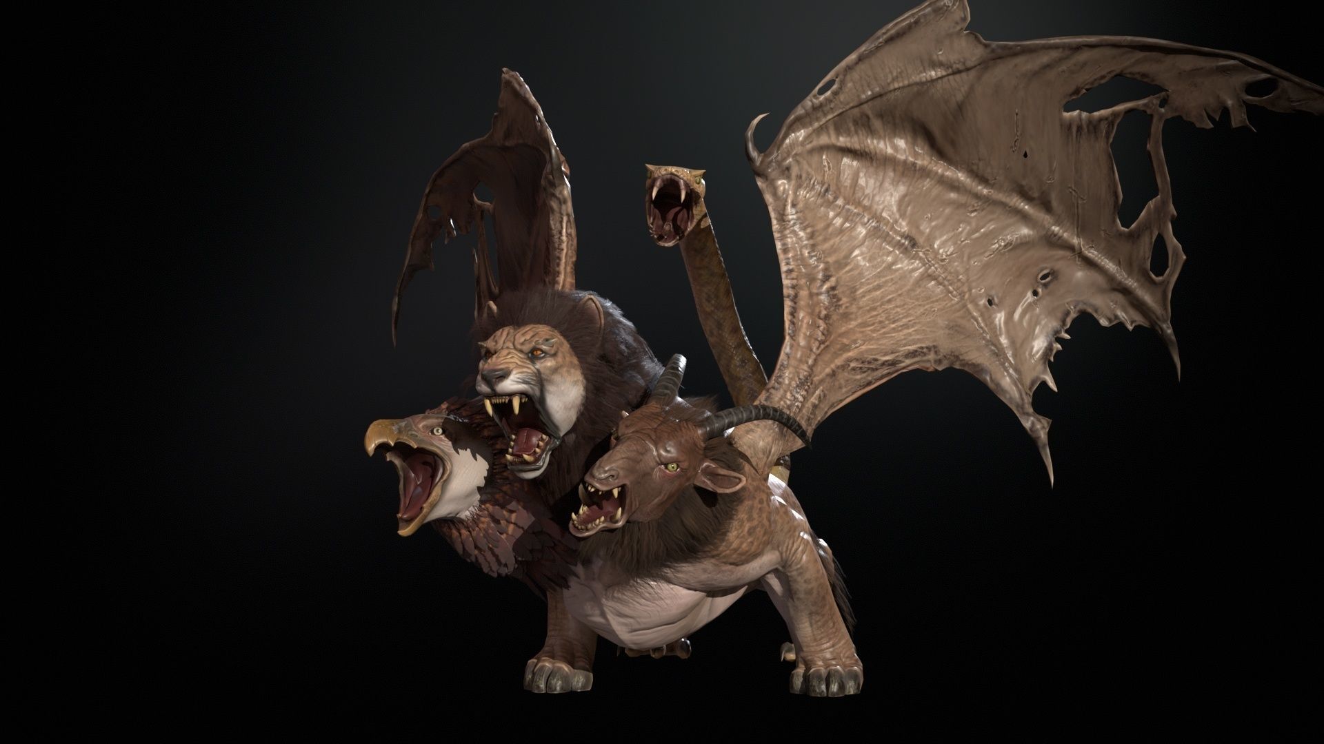 3D model Chimera dragon VR / AR / low-poly | CGTrader