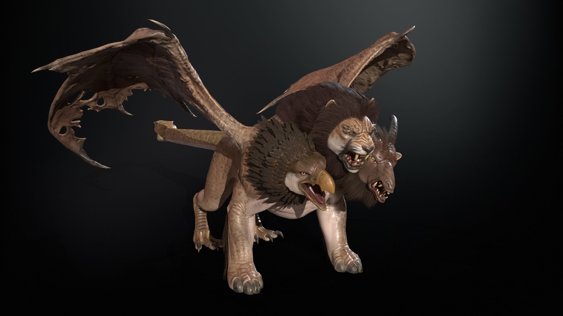 3D model Chimera dragon VR / AR / low-poly | CGTrader