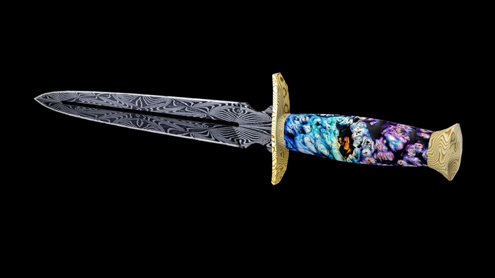 3D model Dagger Knife Damascus Steel VR / AR / low-poly | CGTrader