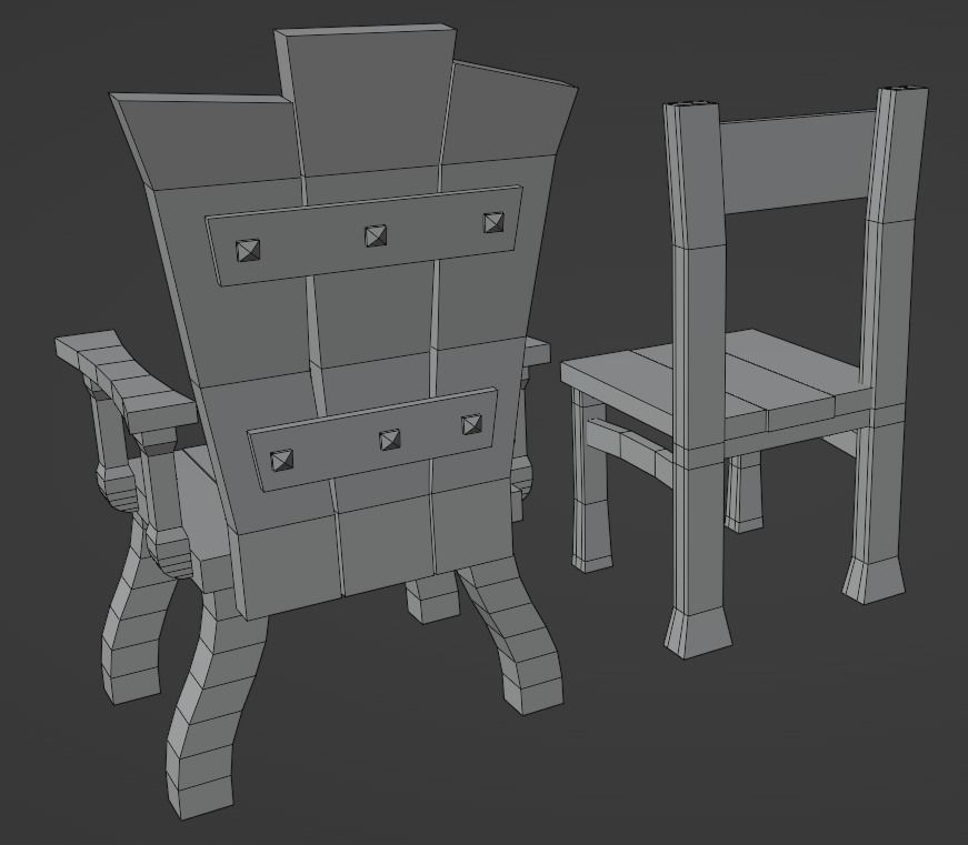 3D model Stylized Medieval Chair Collection VR / AR / low-poly | CGTrader