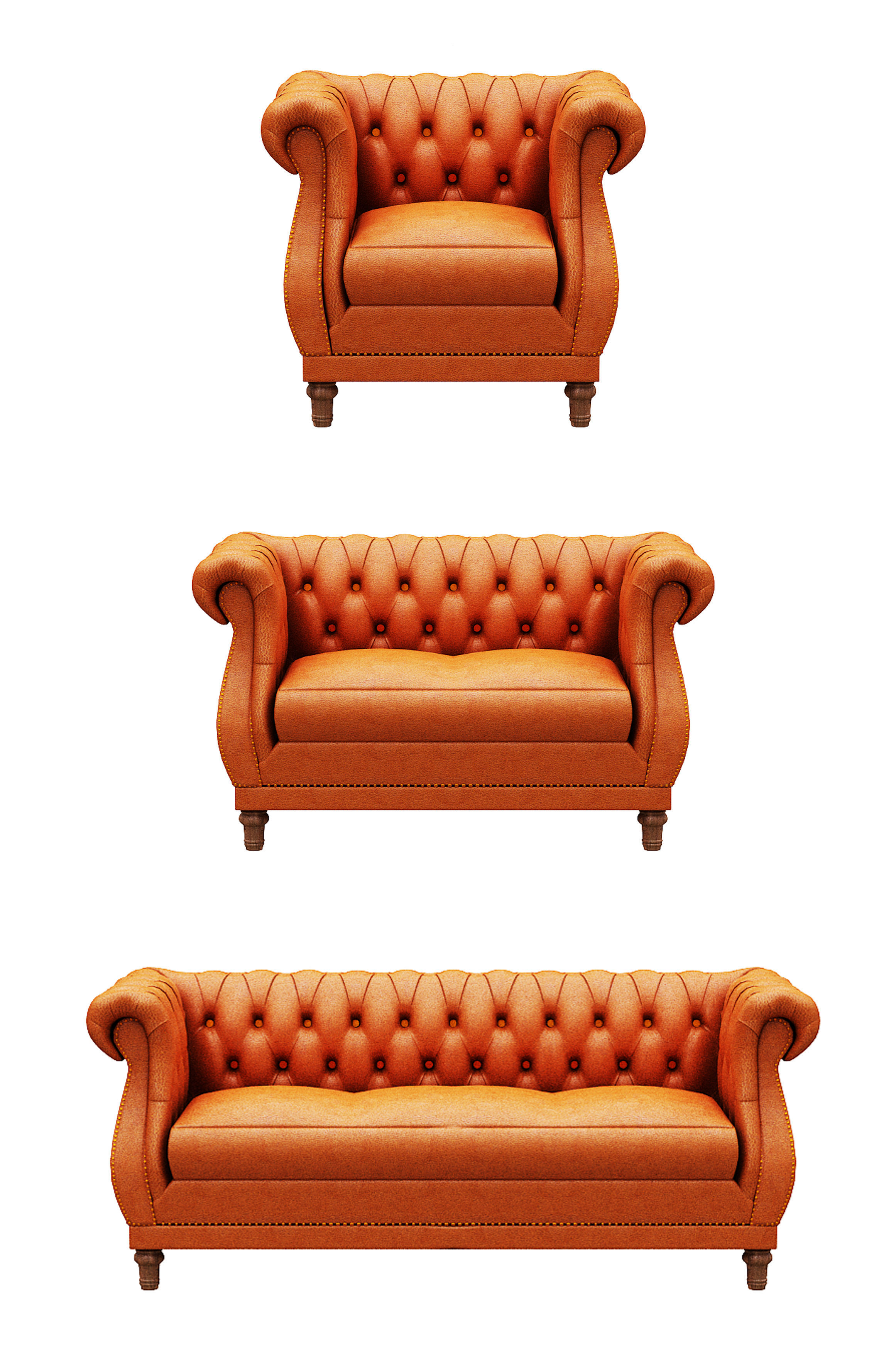 3D model Classical Sofa set model Leather and Wood VR / AR / low-poly ...