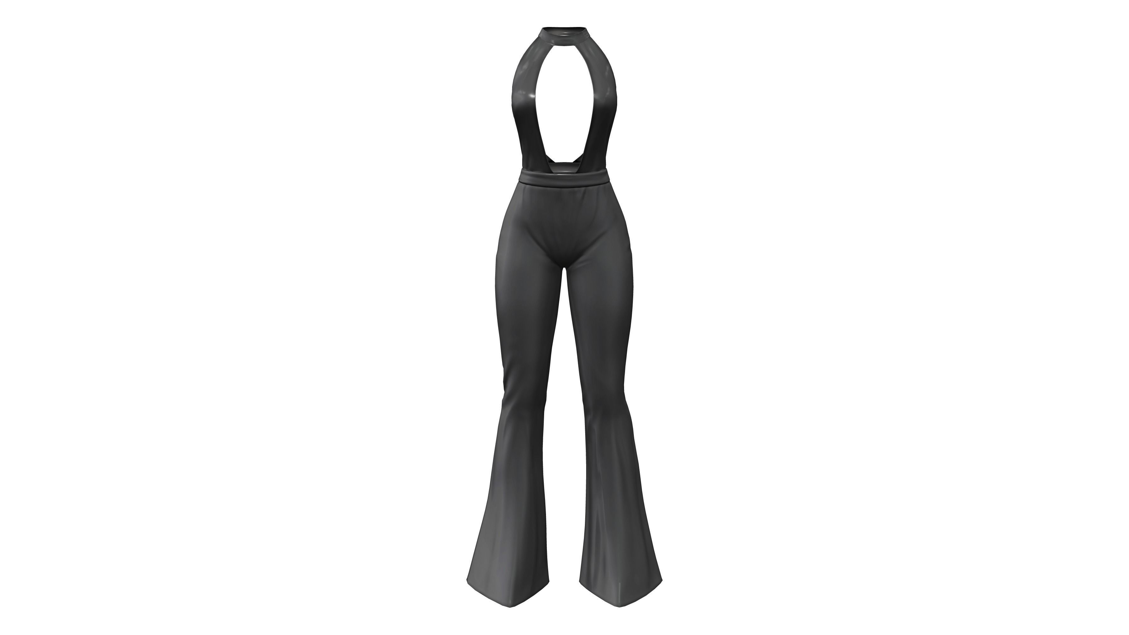 3D model Black Satin Boot Cut One-Piece Suit VR / AR / low-poly | CGTrader