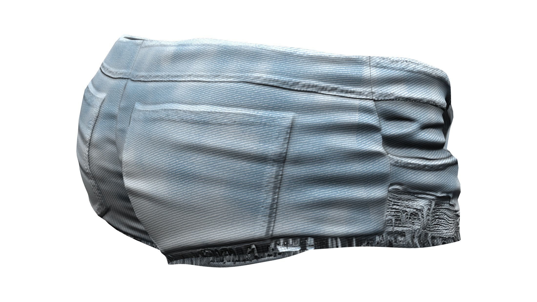 3D model Open Front Unbuttoned Unzipped Micro Denim Shorts VR / AR ...