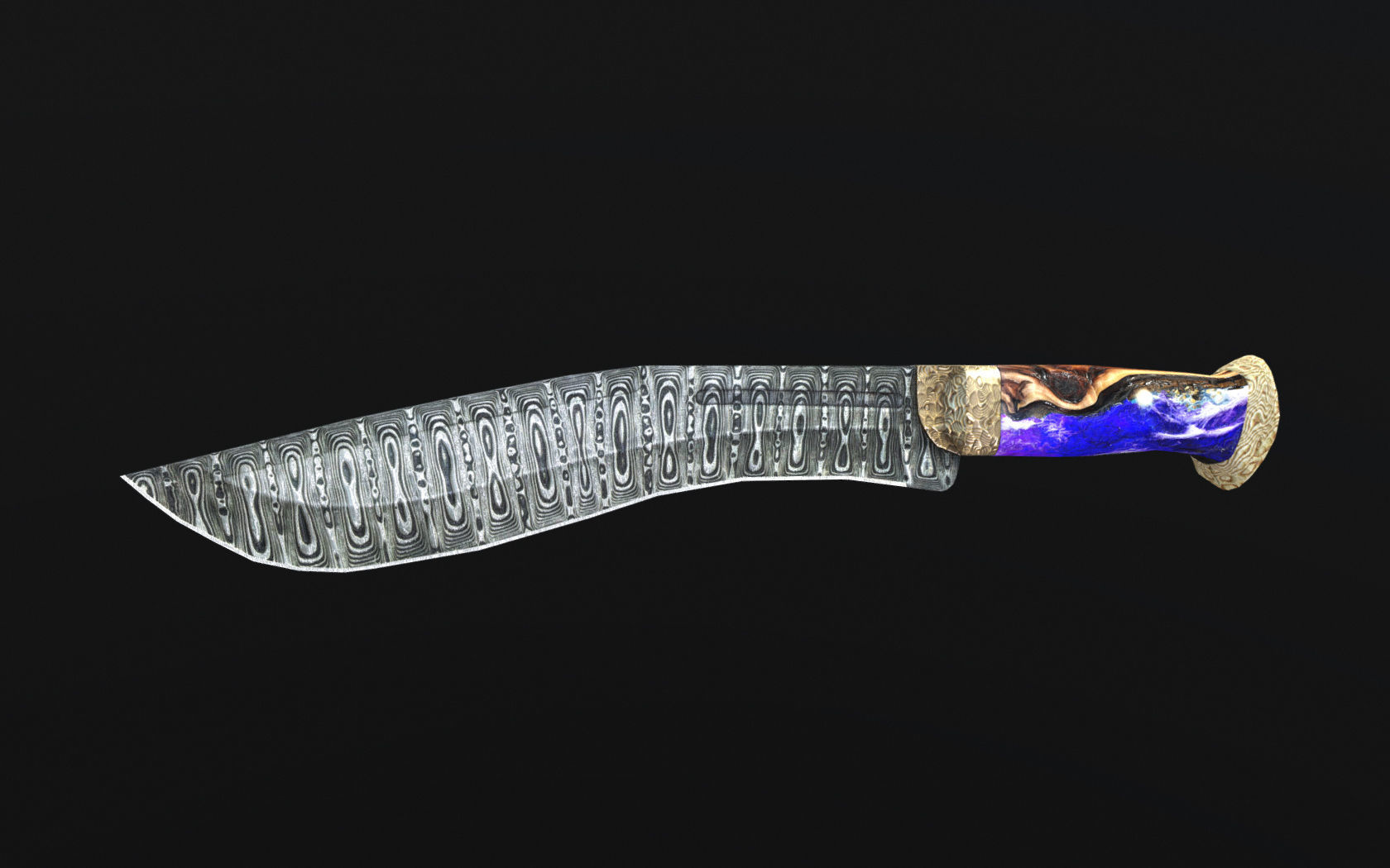 3D model Kukri Knife Damascus Steel VR / AR / low-poly | CGTrader
