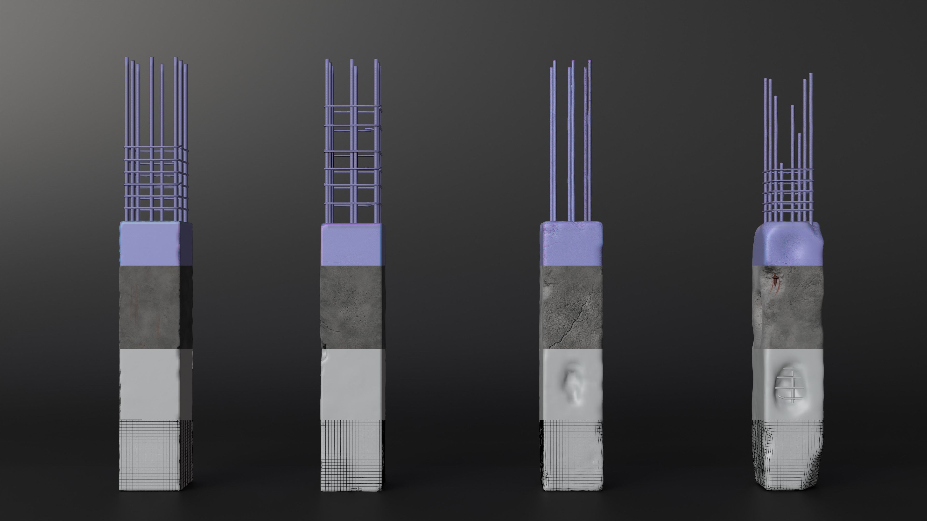 3D model Concrete pillars set -1 VR / AR / low-poly | CGTrader