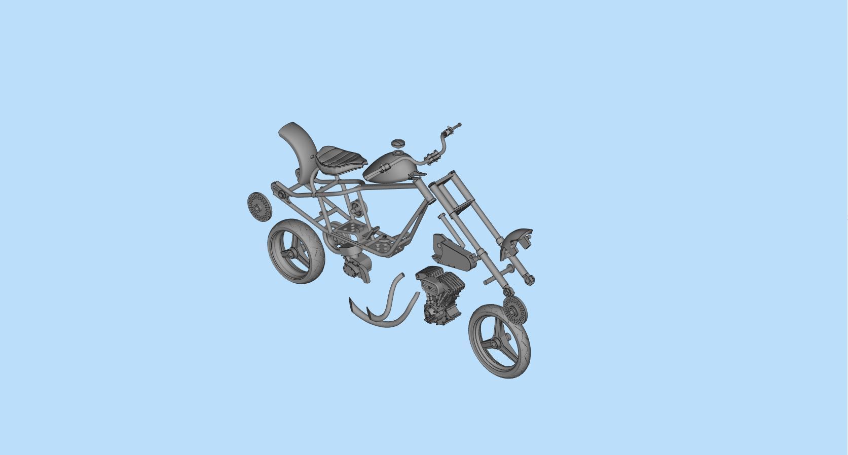 Chopper custom biker motorcycle STL printable 3D model 3D printable ...