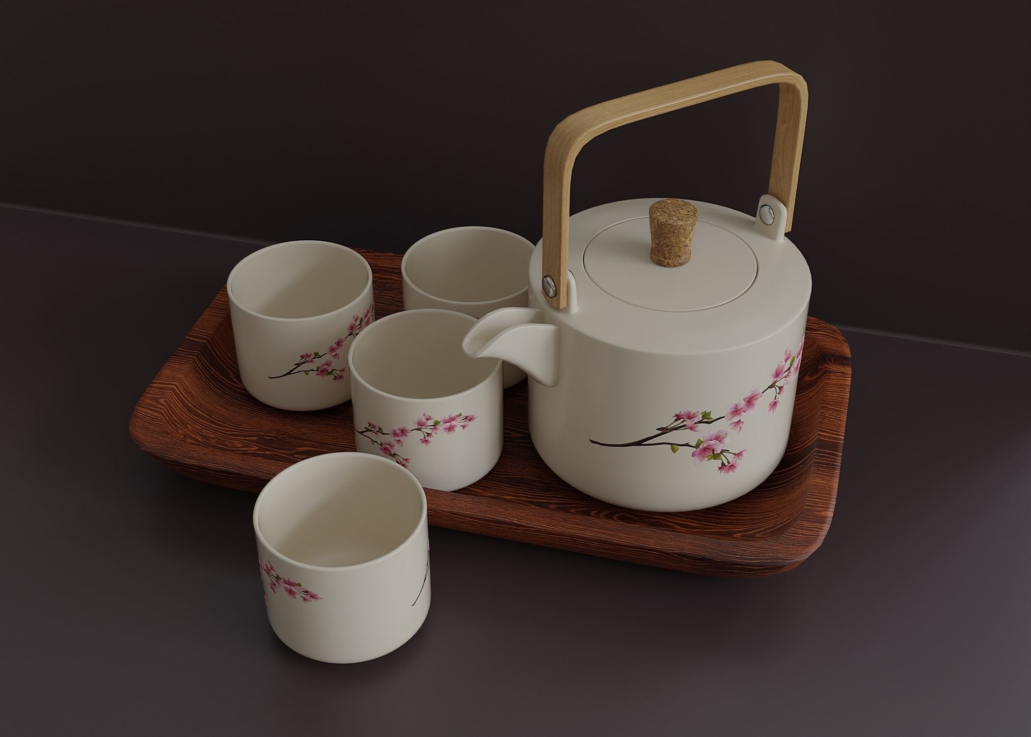 Japanese style tea set 3D model | CGTrader