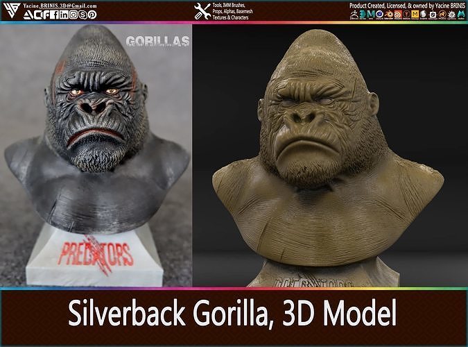 Silverback Gorilla 3D Model 3D model 3D printable | CGTrader
