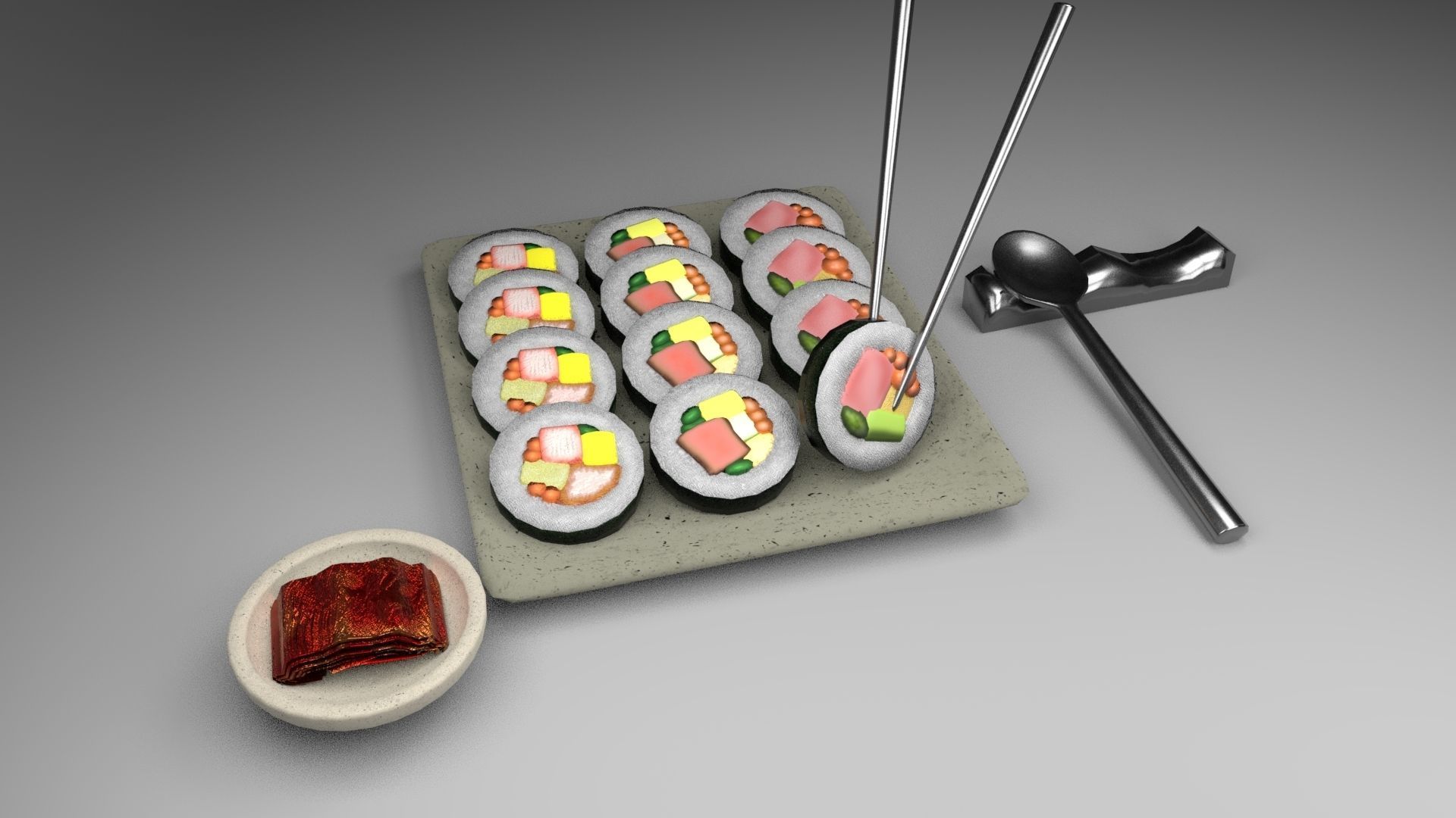 3D model Kimbap and Kimchi VR / AR / low-poly | CGTrader