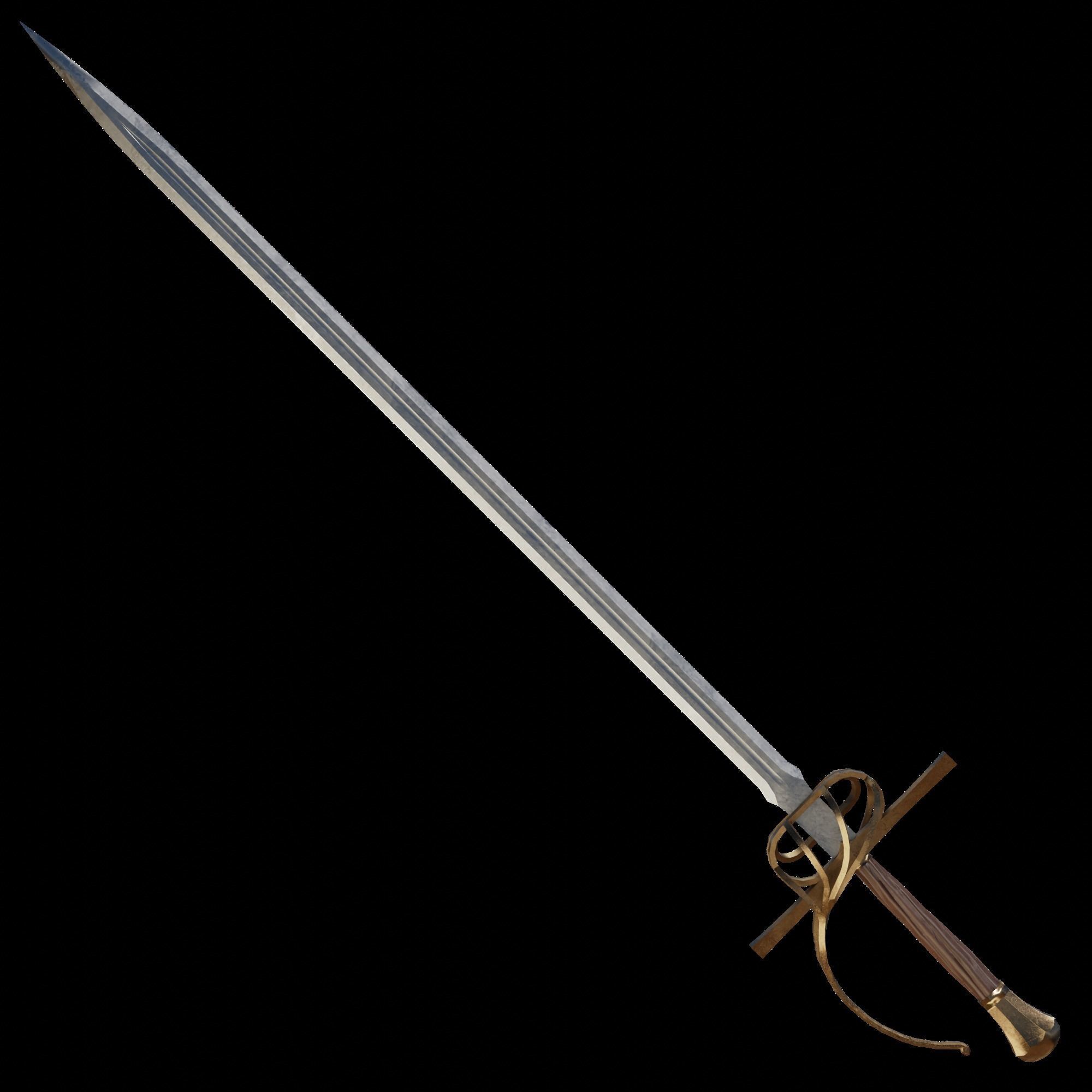 Rapier gold sword with cross free VR / AR / low-poly 3D model | CGTrader