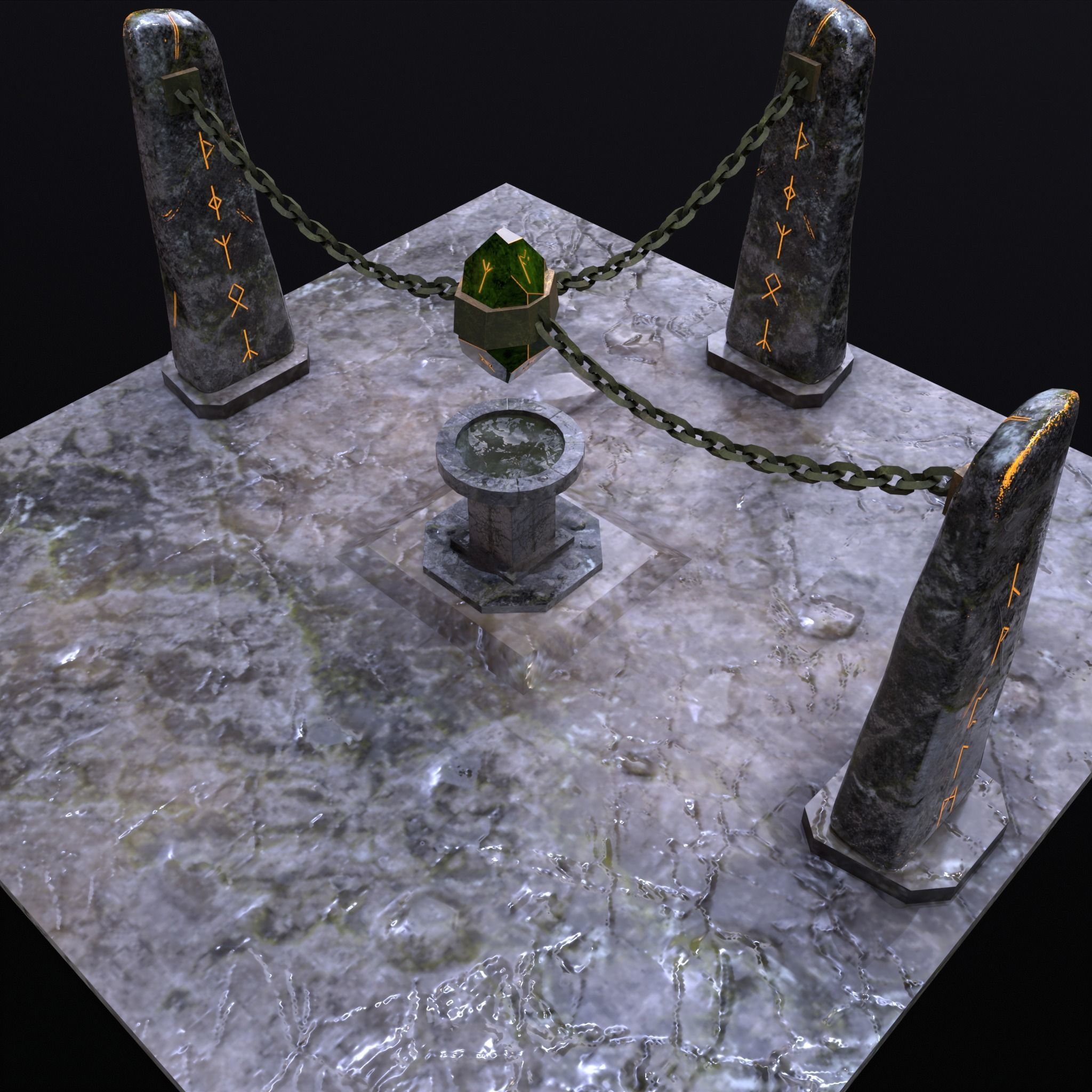 3D model Chained Runic Stone and Altar VR / AR / low-poly | CGTrader
