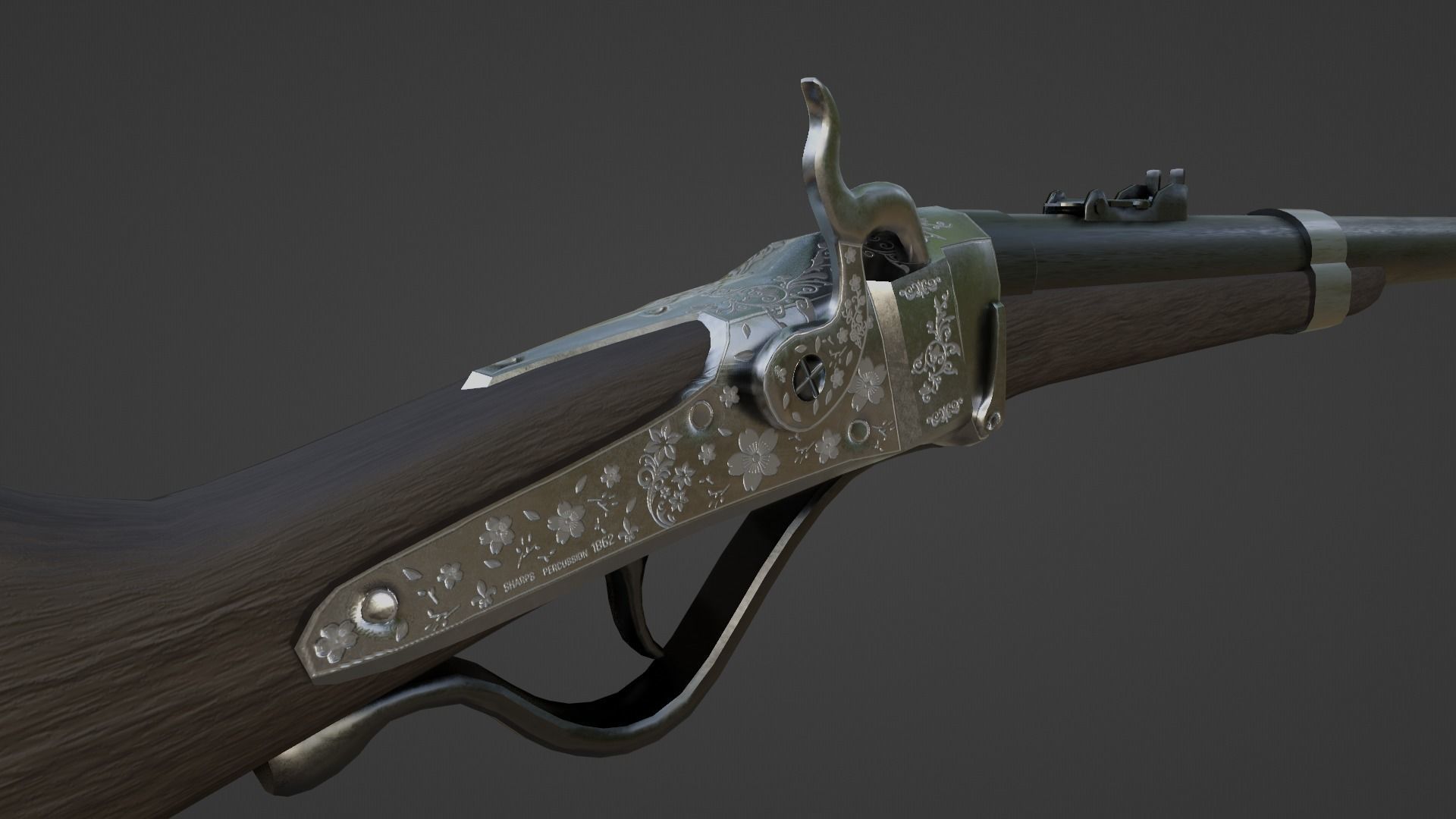 3D model 1862 Sharps Percussion Civil War Carbine VR / AR / low-poly ...
