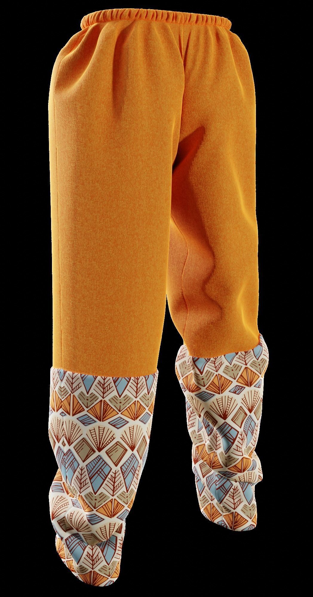 Pajama pair of pants with orange and pattern 3D model | CGTrader