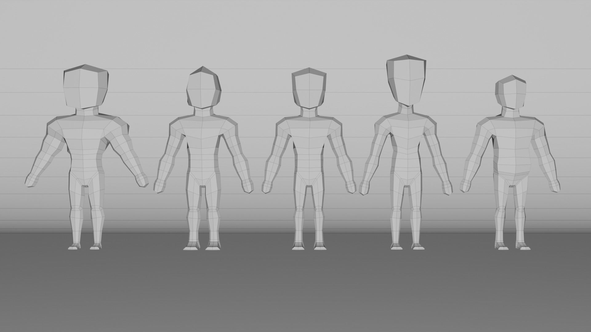 Lowpoly Man group of men in row free VR / AR / low-poly 3D model | CGTrader