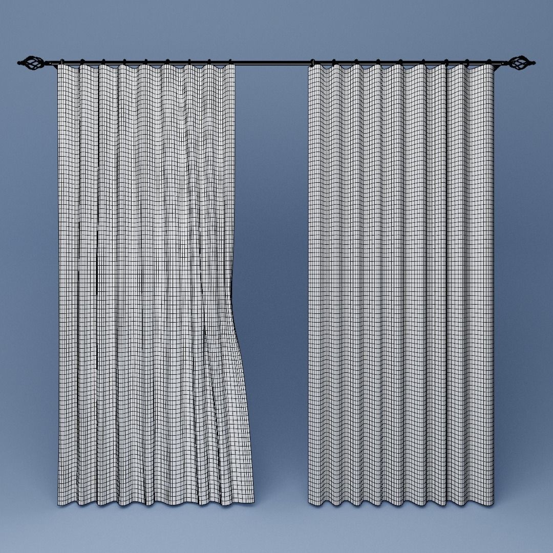 3D model Curtain two curtains VR / AR / low-poly | CGTrader